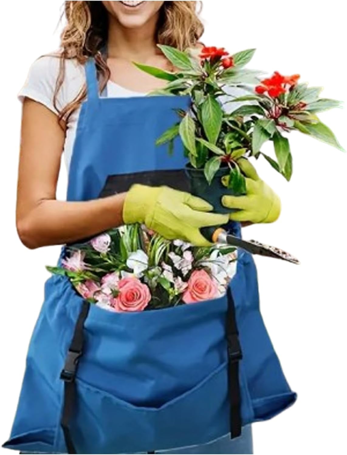 Cross Back Gardening Apron With Deep Kangaroo Release Pockets, Waterproof Garden Apron for ...