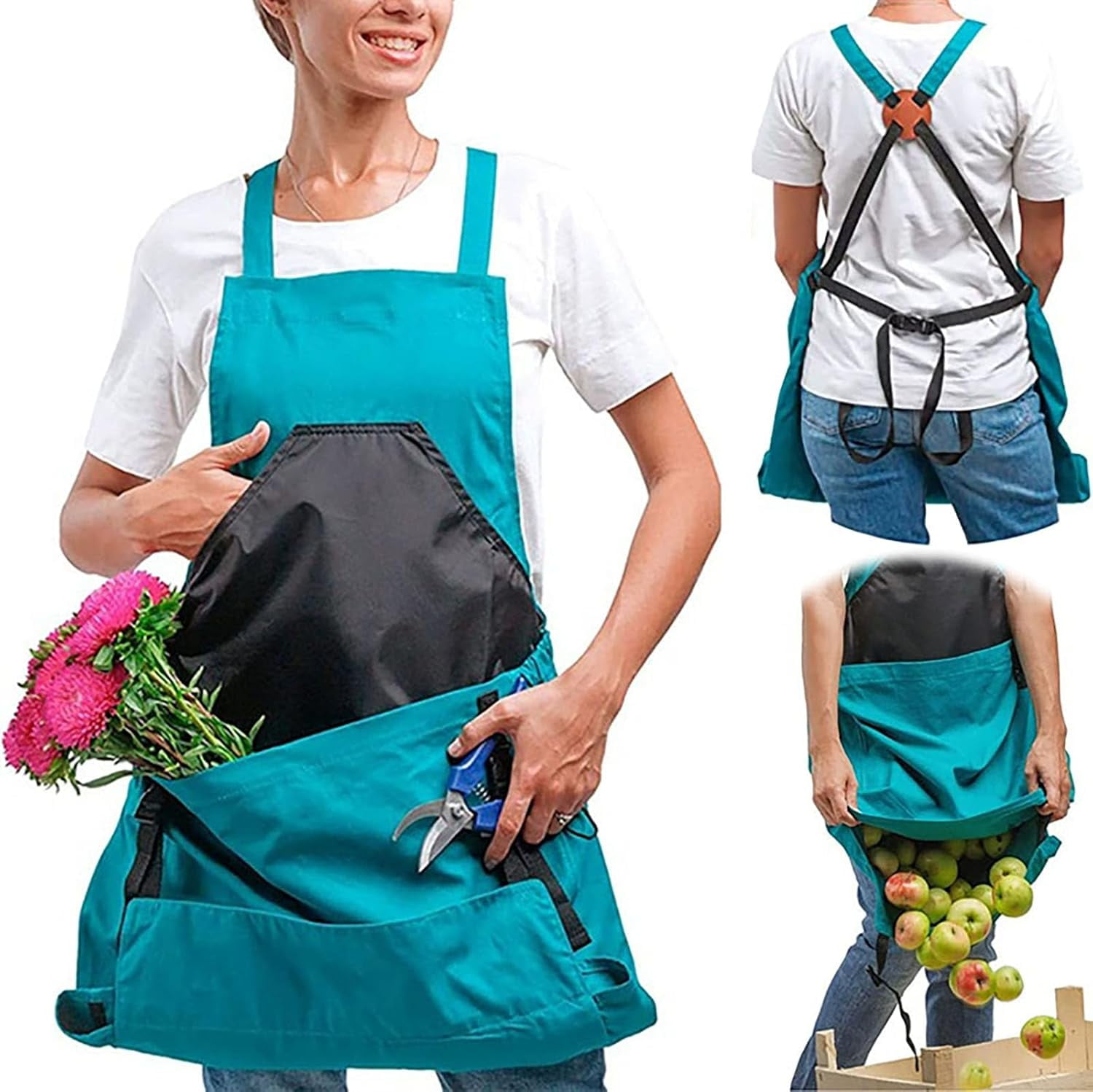 Cross Back Gardening Apron With Deep Kangaroo Release Pockets - Walmart.com