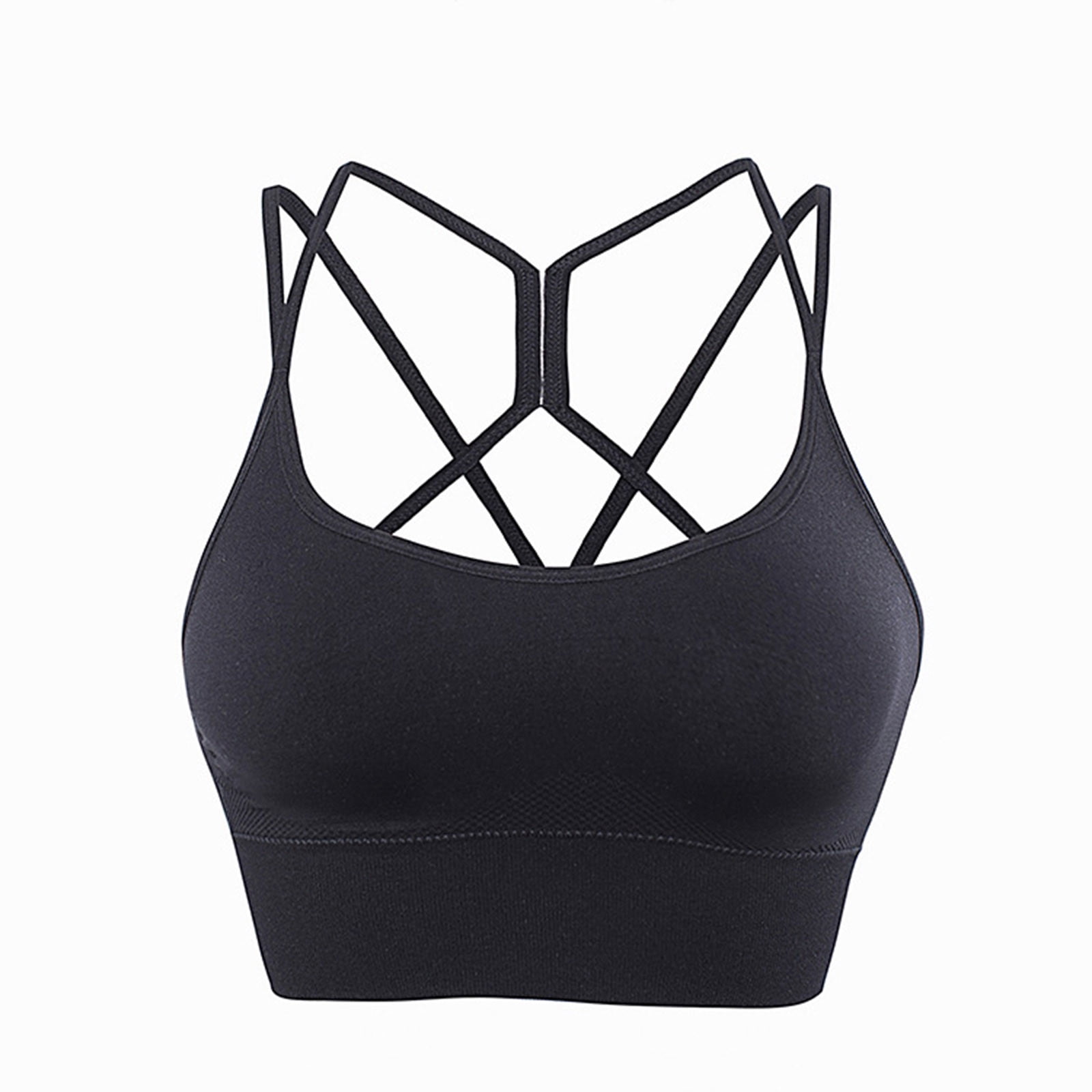 Cross Back Sport Bras Padded Strappy Criss Cross Cropped Bra For Yoga