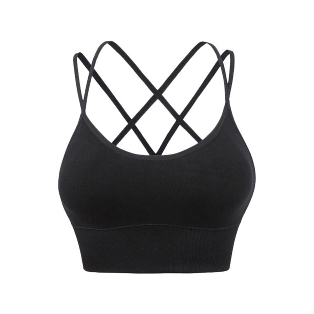 Cross Back Sport Bras Padded Strappy Criss Cross Cropped Bras for Yoga ...