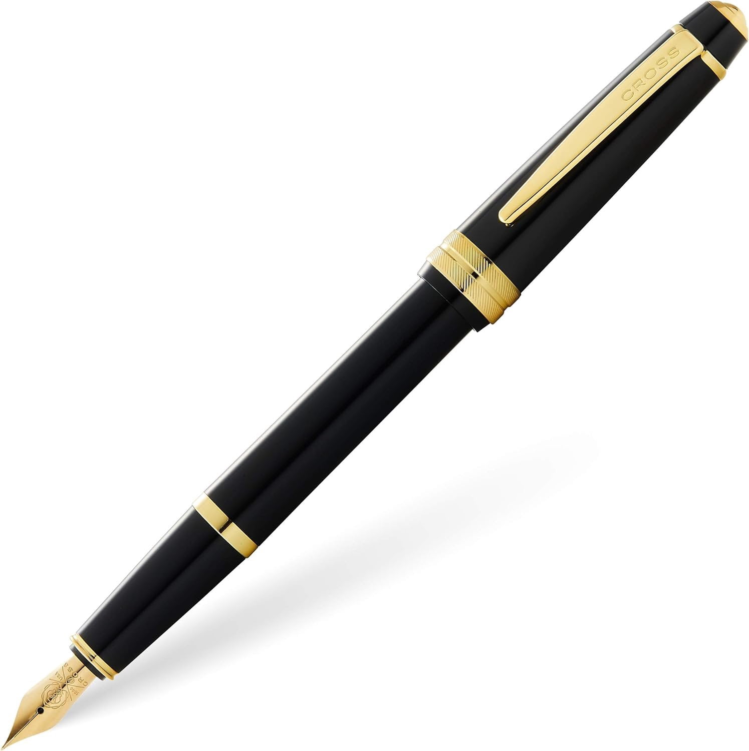 Cross Bailey Light Polished Black Resin and Gold Tone Fine Nib Fountain ...