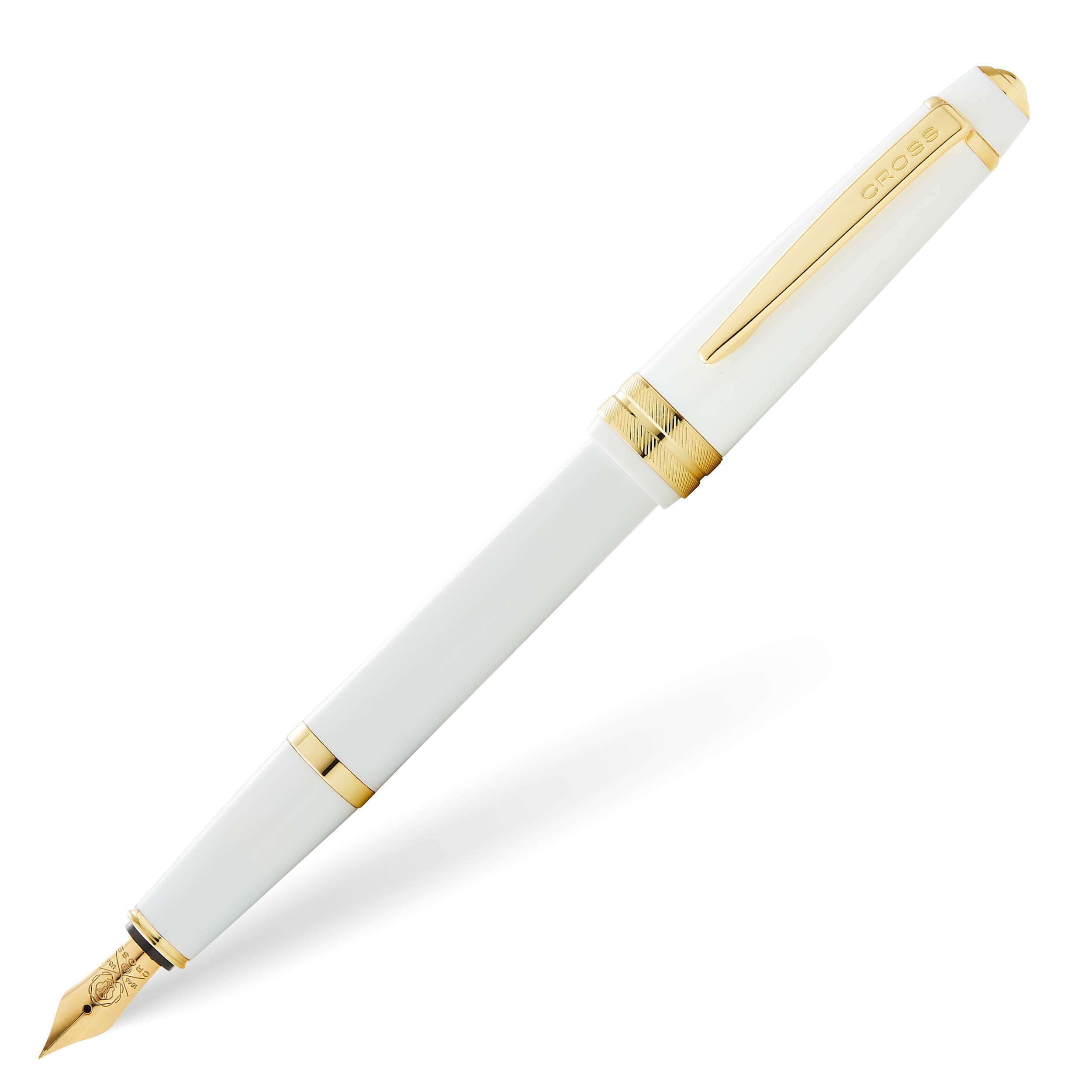 Cross Bailey Light Polished White Resin and Gold Tone Fine Nib Fountain ...