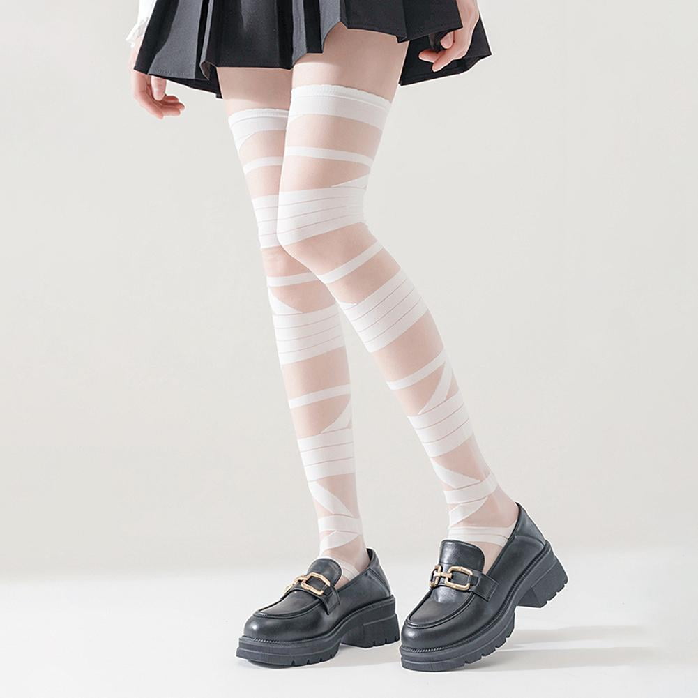 Cross Bandagewhite A Soft Girl Cross Bandage Jk Over The Knee Socks ...