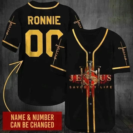 Cross Baseball Jersey - Saved My Life Custom Printed 3D Baseball Jersey ...