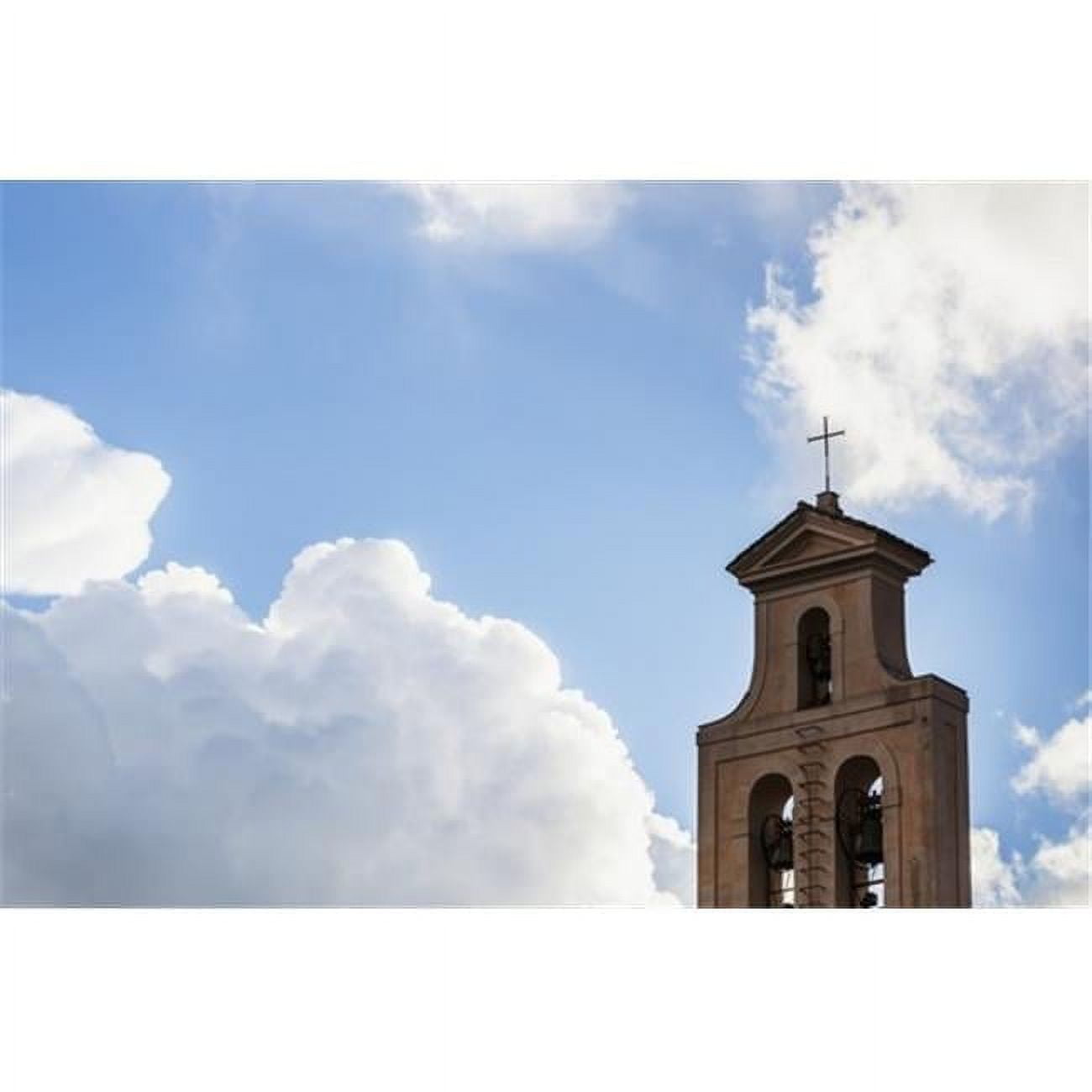 Cross & Bell Tower of A Church Against A Blue Sky with Cloud - Rome ...