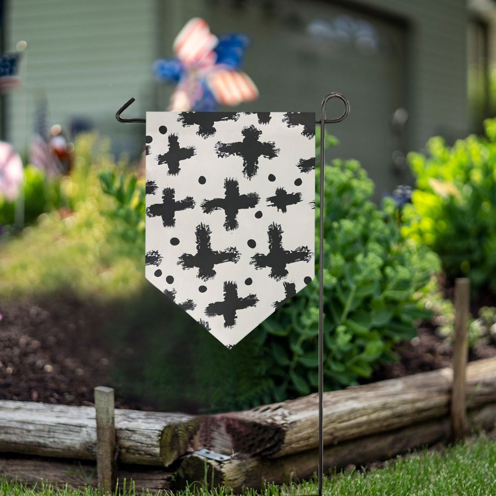 Cross Black Garden Flag 18" x 12.5" Double Sided Yard Lawn Outdoor ...