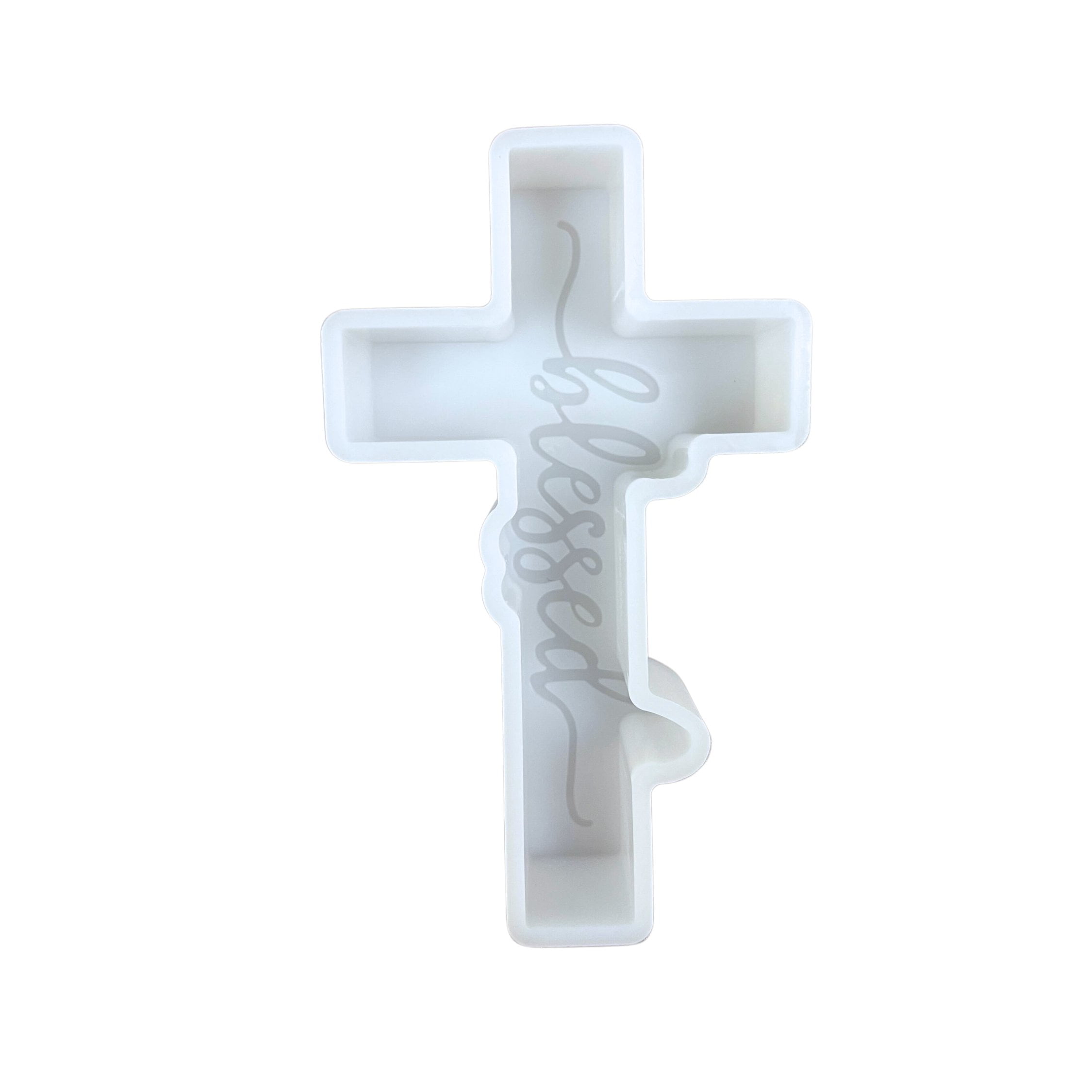 Cross with Blessed in Cursive Car Freshie Silicone Mold 5 x 2.75 x 1.2 ...