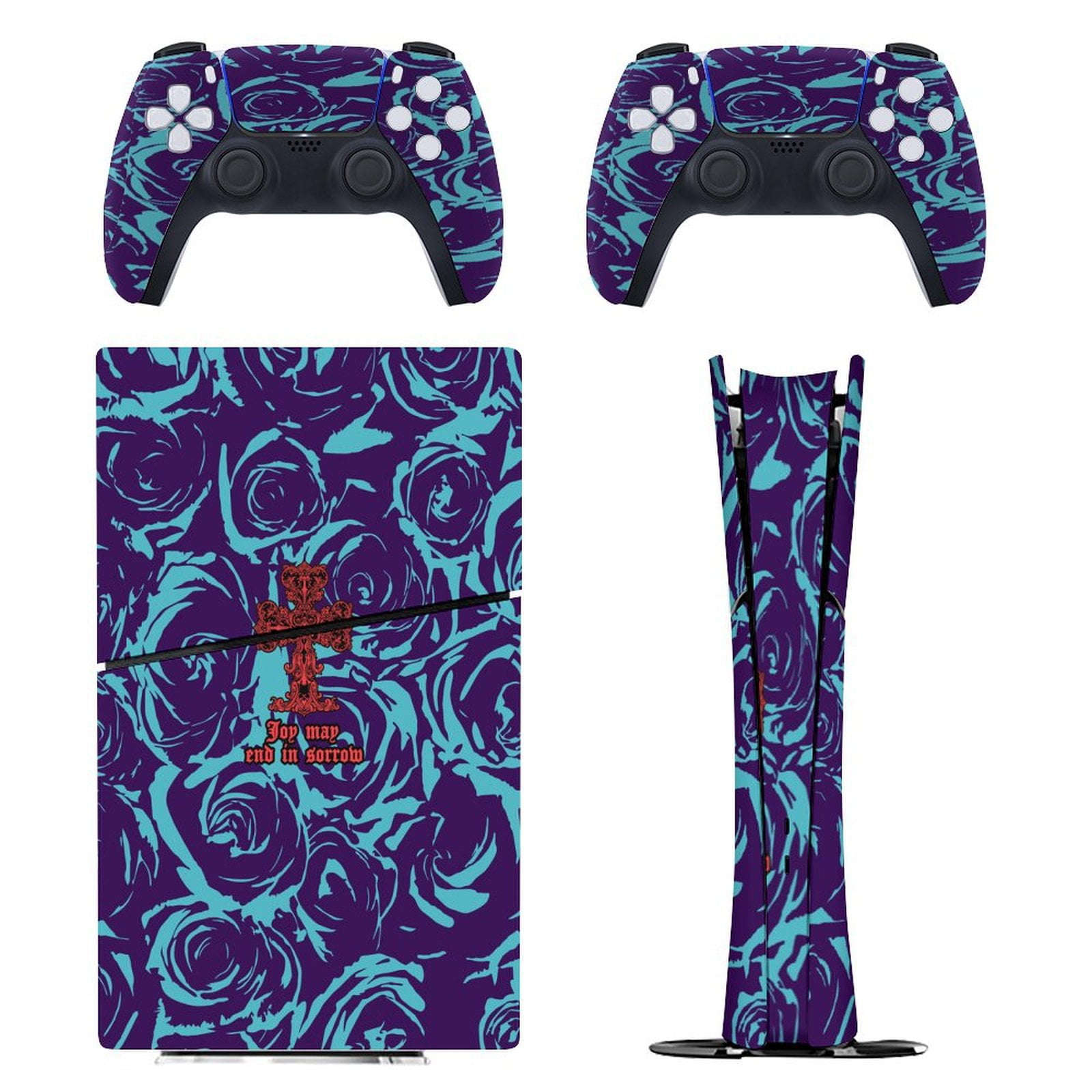 Cross Blue Rose PS5/PS5 Slim Digital Disc Skin Sticker For Console And ...