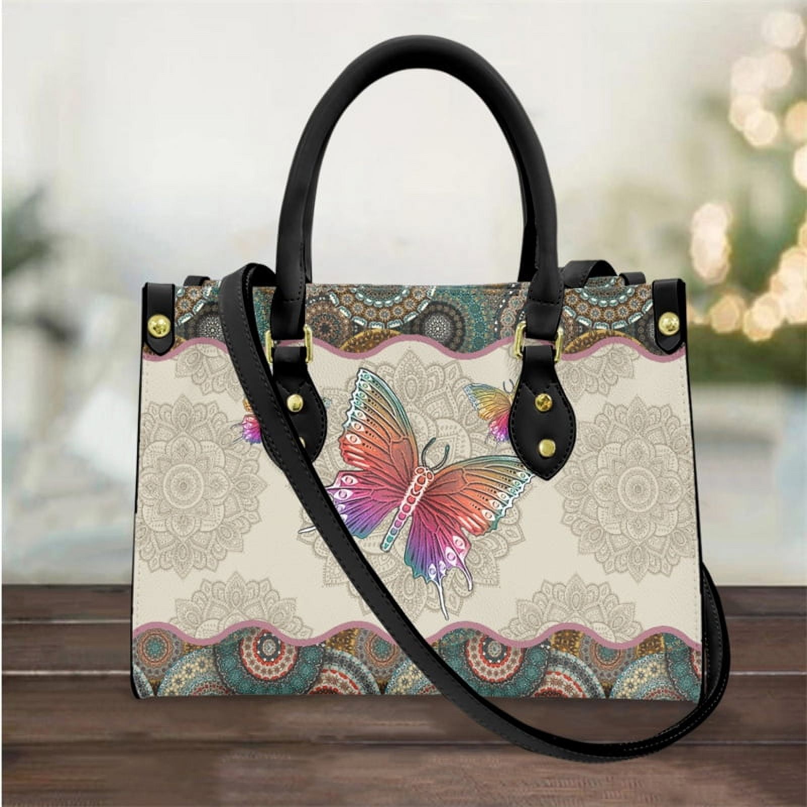 Cross Body Bags for Women Boho Butterfly Design Leather Top-Handle ...