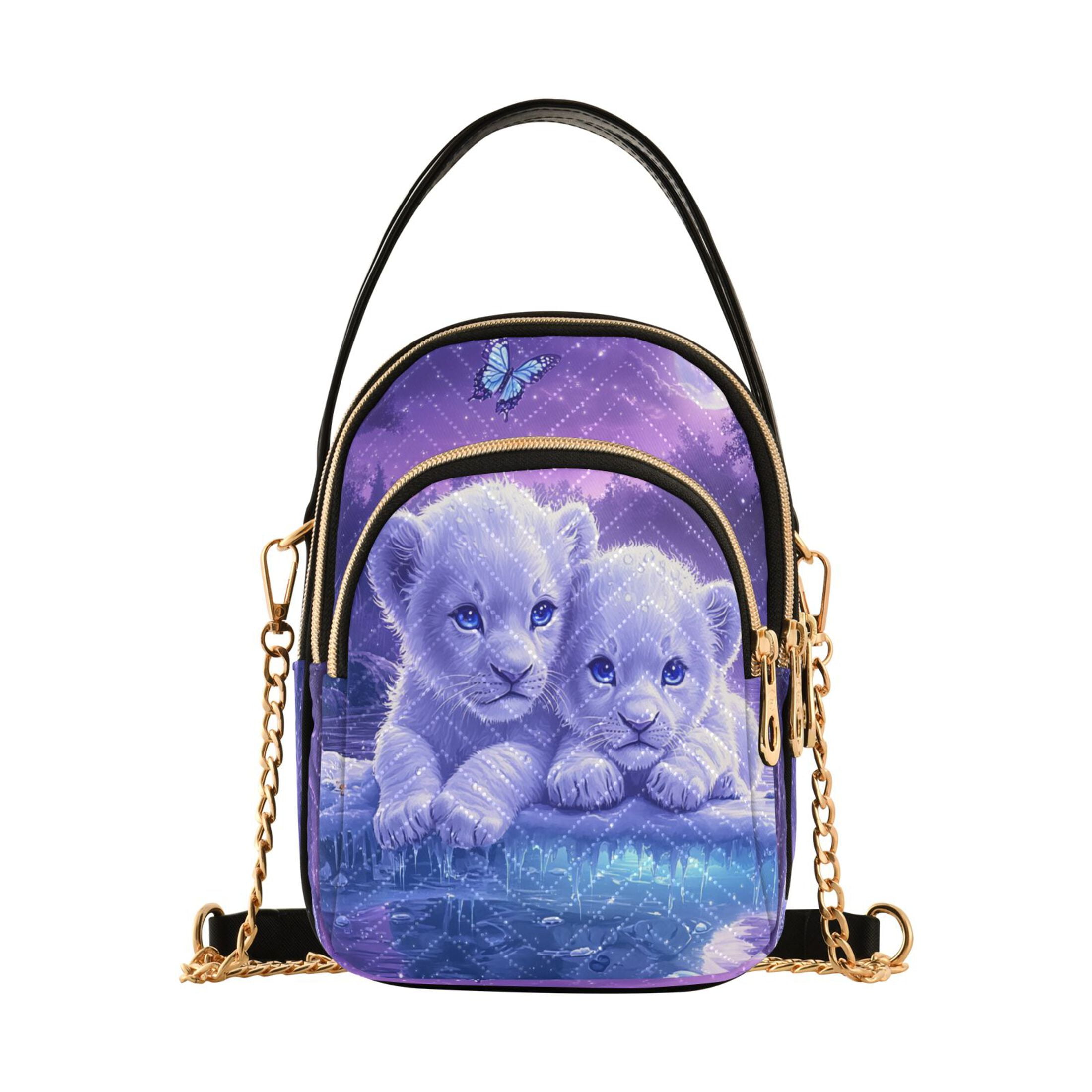 Cross Body Fashion Shoulder Waist Purse Bags Lion Cubs under The Moon ...