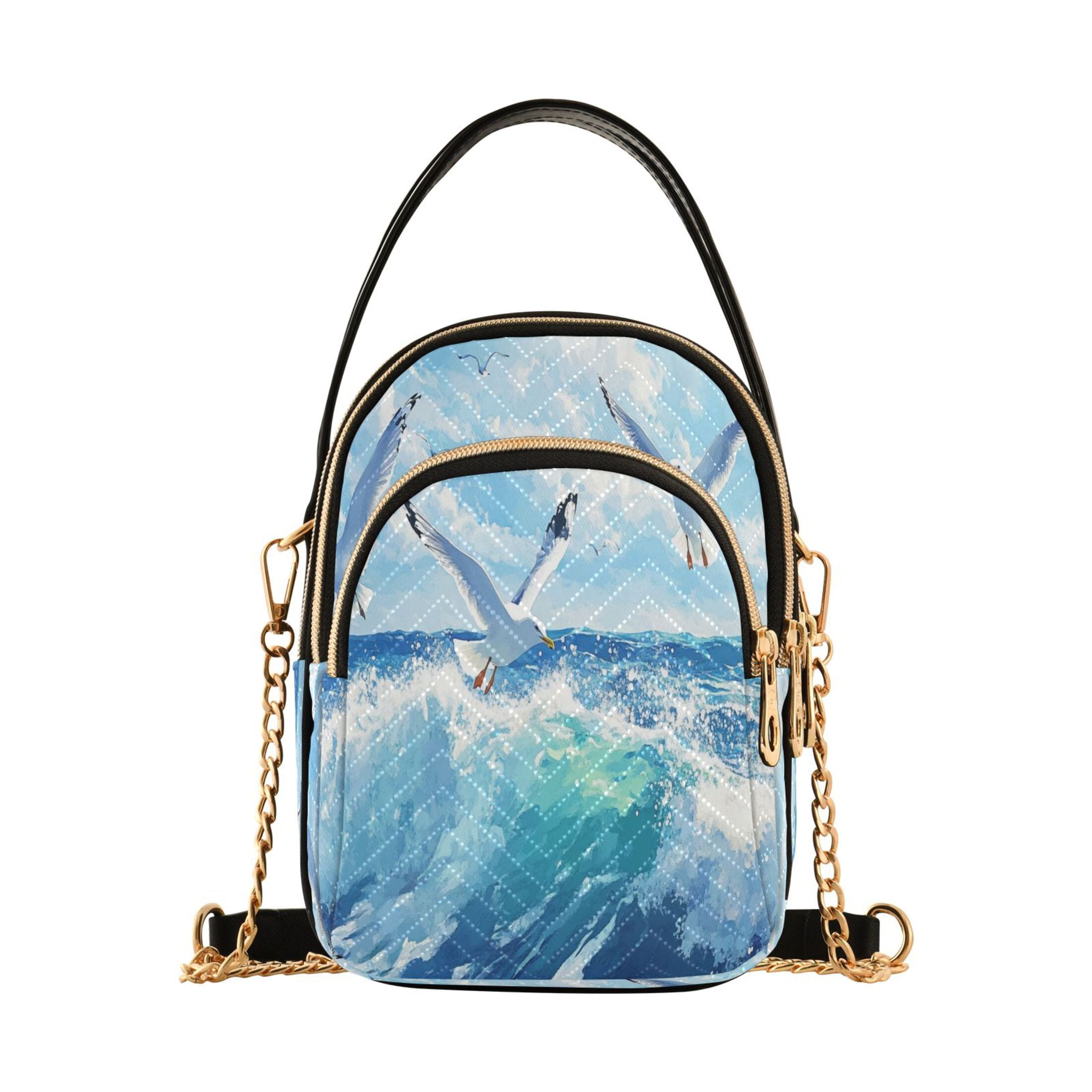 Cross Body Fashion Shoulder Waist Purse Bags Seagull over Ocean Pocket ...