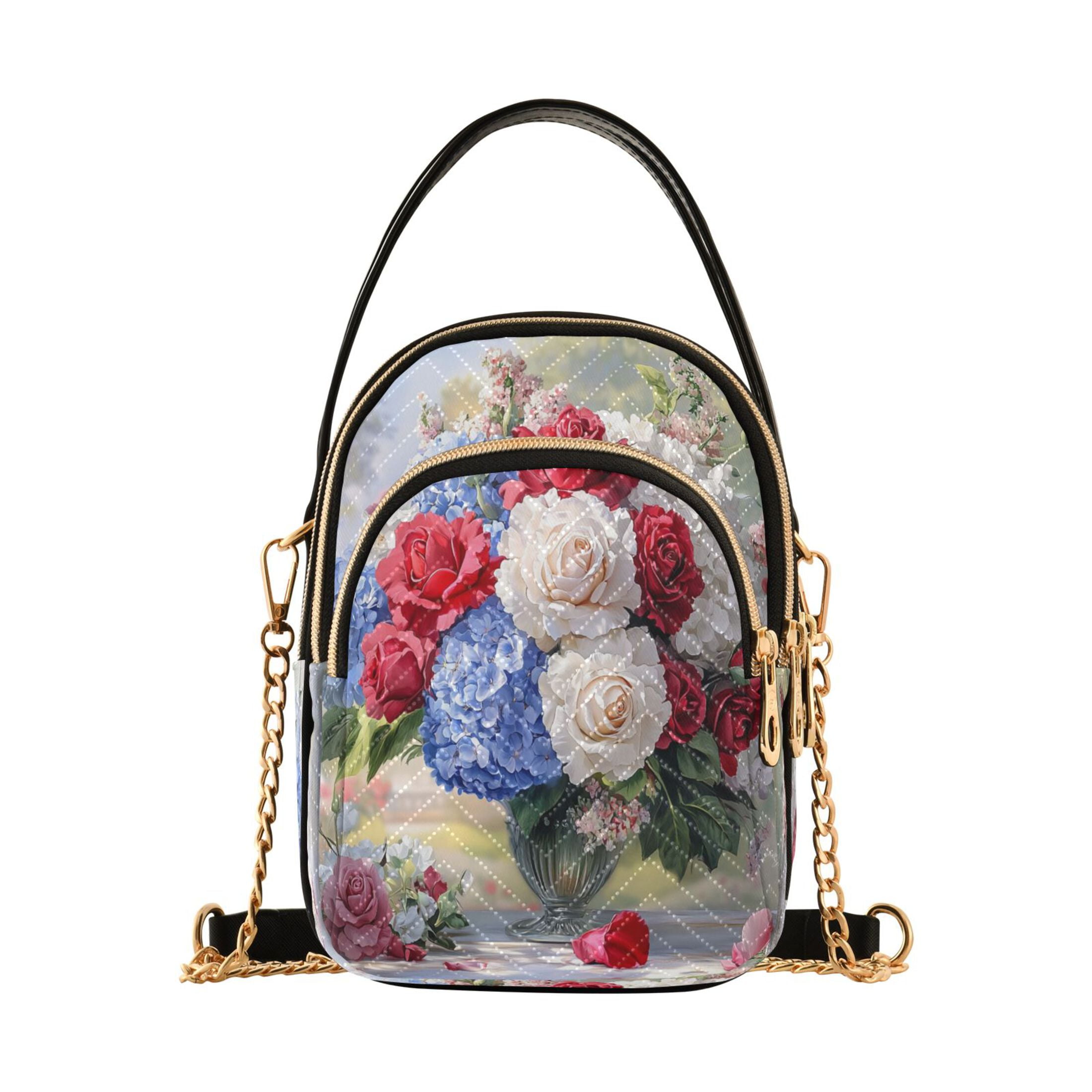 Cross Body Fashion Shoulder Waist Purse Bags Vibrant Floral Bouquet ...