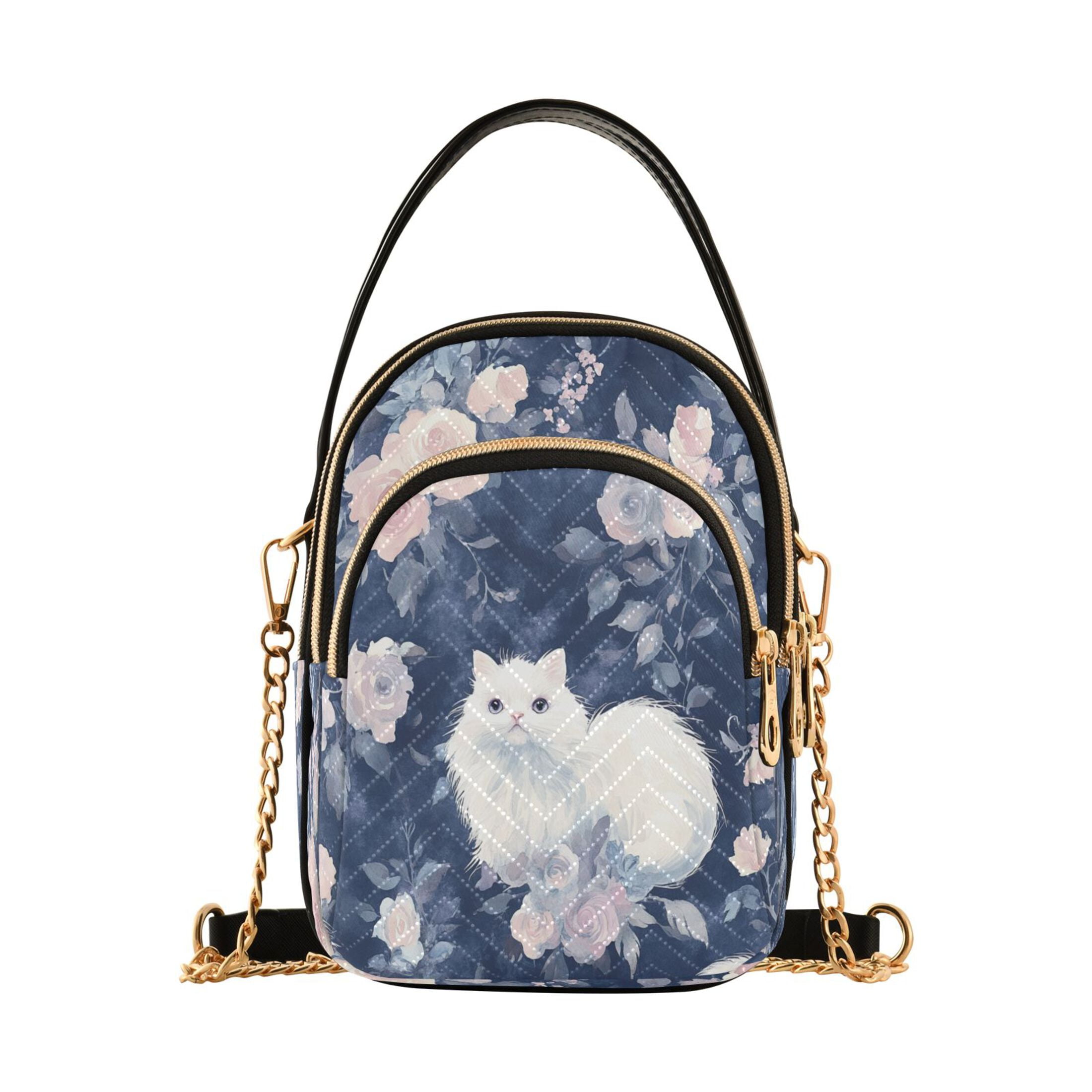 Cross Body Fashion Shoulder Waist Purse Bags Whimsical Floral Cats ...