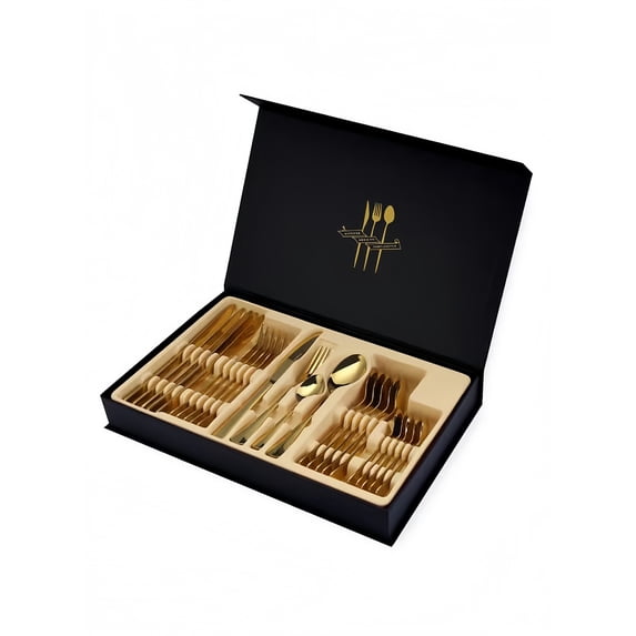 Cross-Border Amazon Stainless Steel Knife, Fork, and Spoon 24-Piece ...