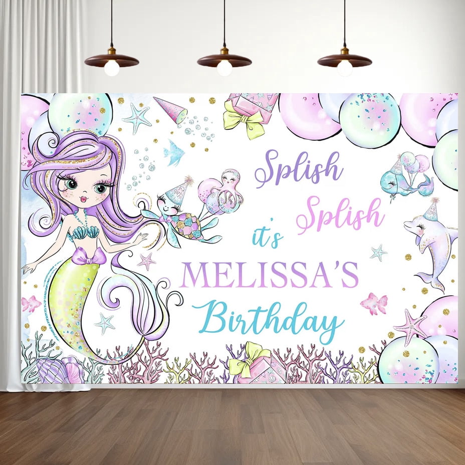 Cross-Border New Mermaid Princess Backdrop Birthday Party Decoration ...