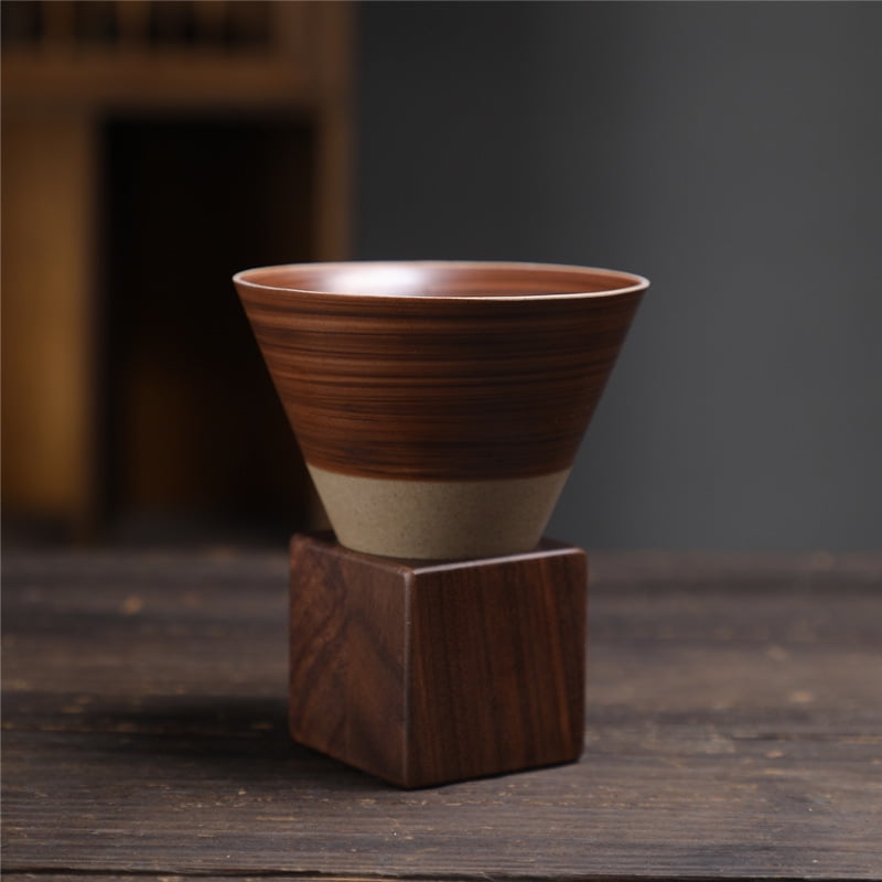 Cross-Border Retro Ceramic Coffee Cup Creative Ceramic Cup with Wooden ...