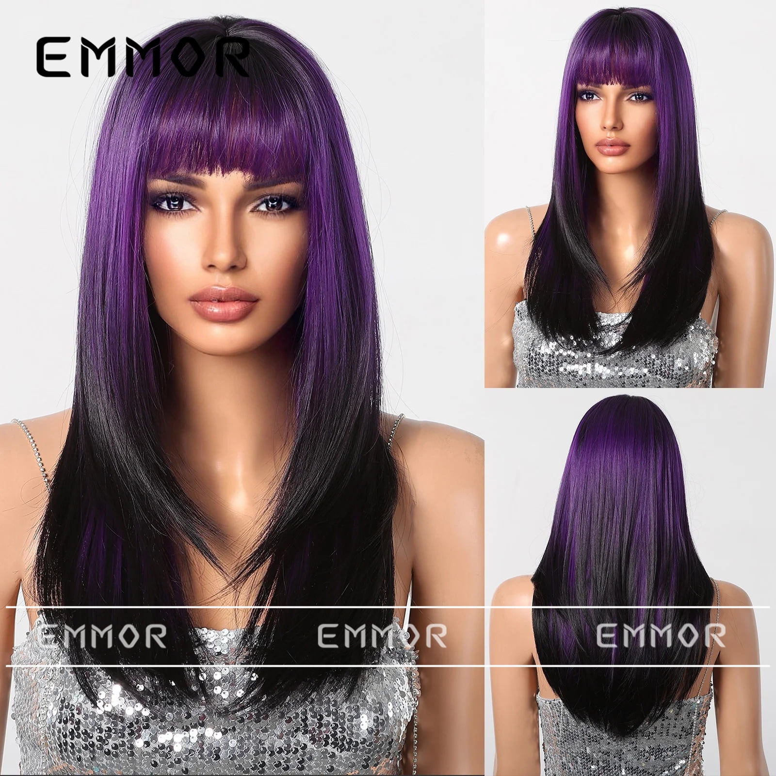 Cross-Border Source New Product Full Bangs Golden Gradient Brown ...