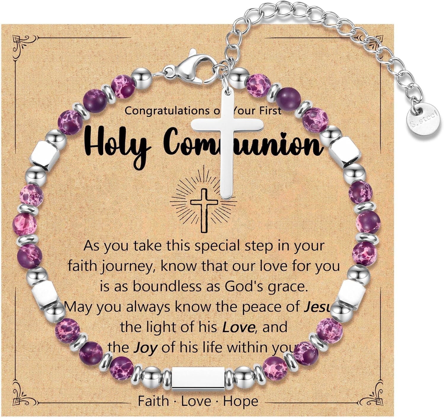 Cross Bracelet for Daughter for Goddaughter Granddaughter Niece Baptism ...