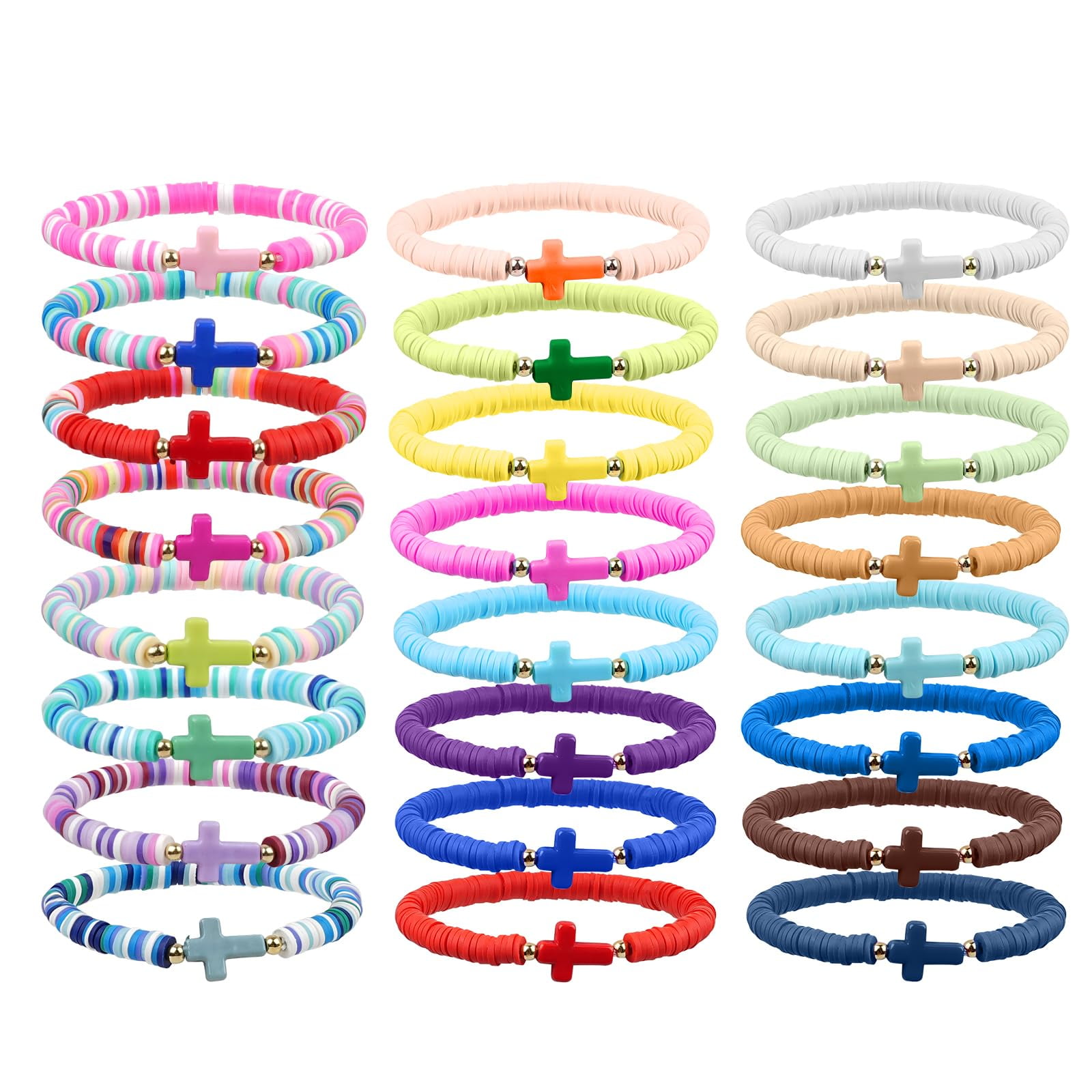 Cross Bracelets 48Pcs Bulk Jesus Bracelets Handmae Elastic Colorful ...