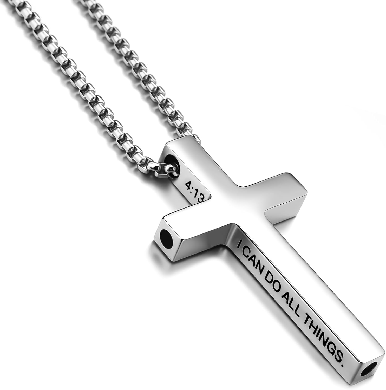 Cross Breathing Necklace for Women Men Stainless Steel Inspirational ...