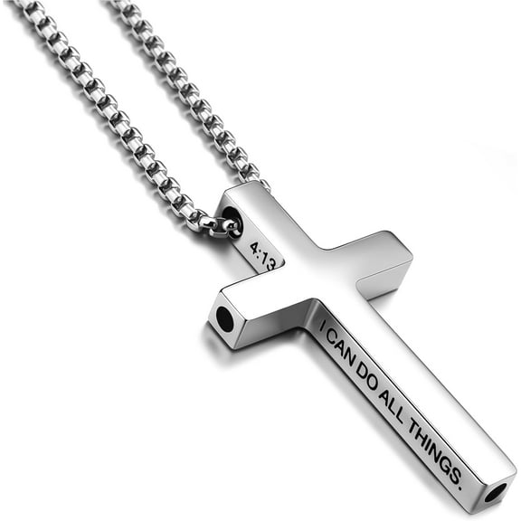 Faith Cross Necklace for Men Women - Christian Bible Verse Stainless ...
