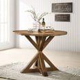 Cross - Buck Base Counter Table | Used for Family Dinners and Chats | Oak Veneer on MDF Top and ...