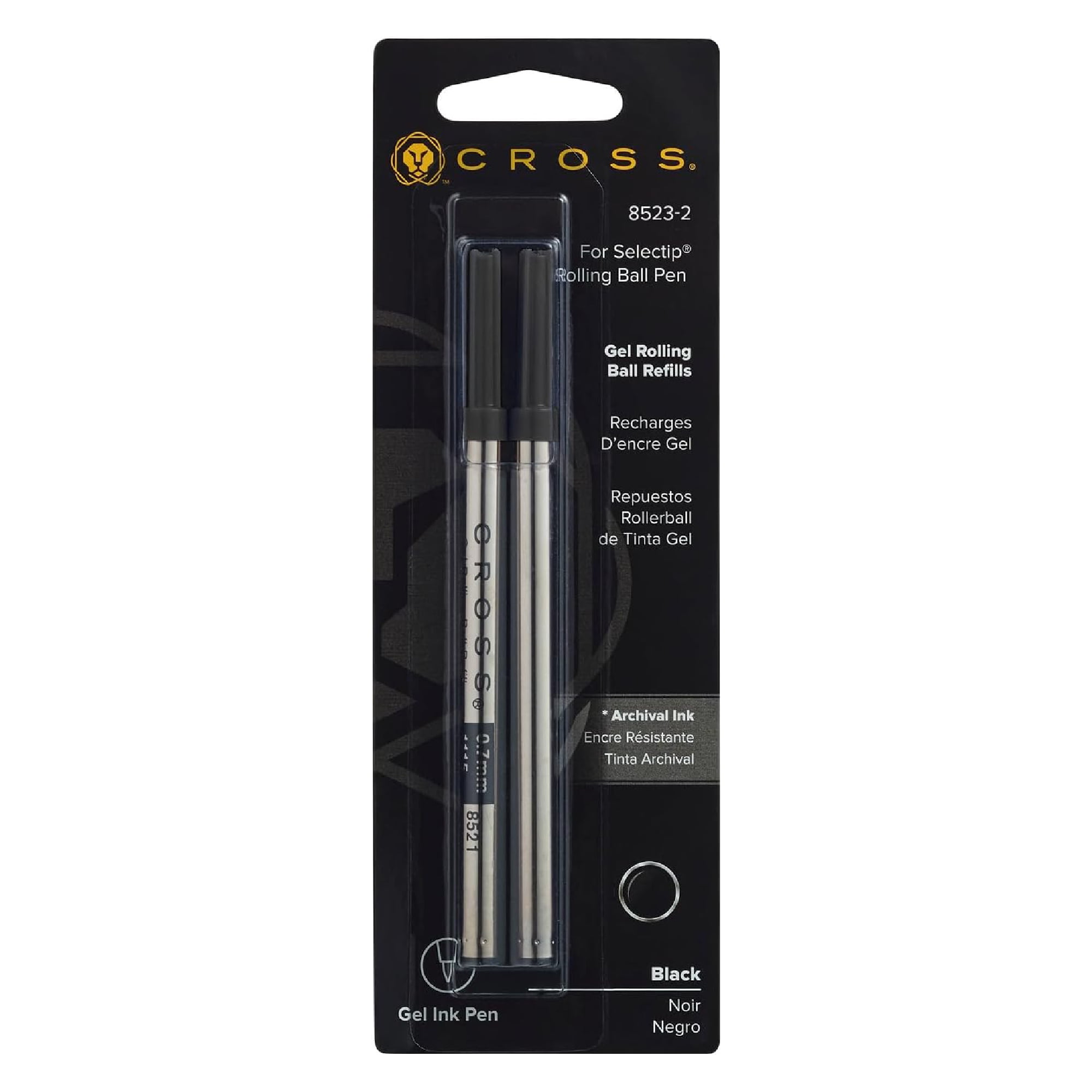 Cross Rollerball Pen Refill, Medium Point, 2-Pack, Black Ink 85232 ...