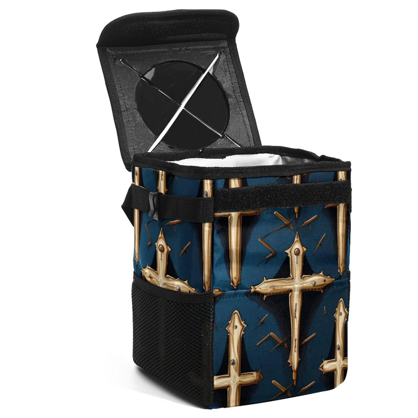 Cross Car Trash Can: Foldable with Lid, Leak-Proof, Hanging Storage Bag ...