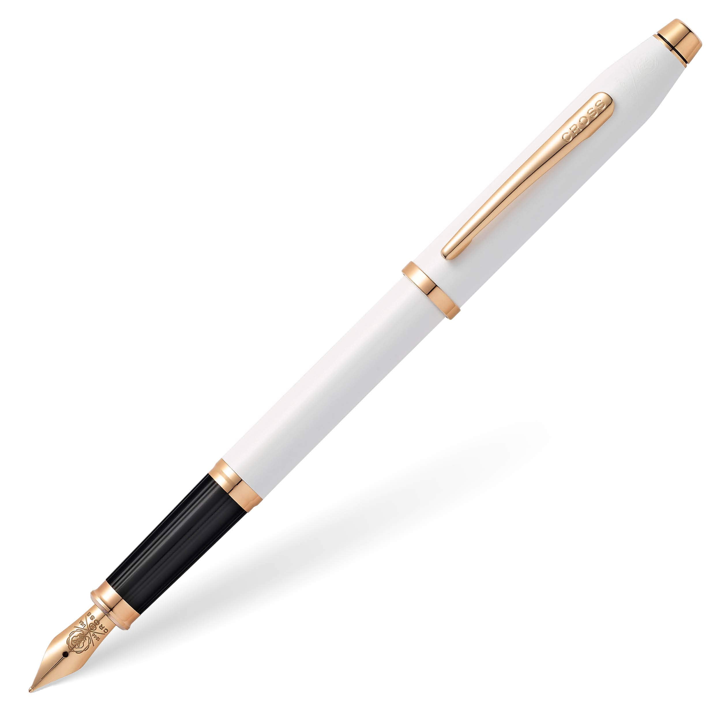 Cross Century® II Pearlescent White Lacquer with Polished Rose Gold PVD ...