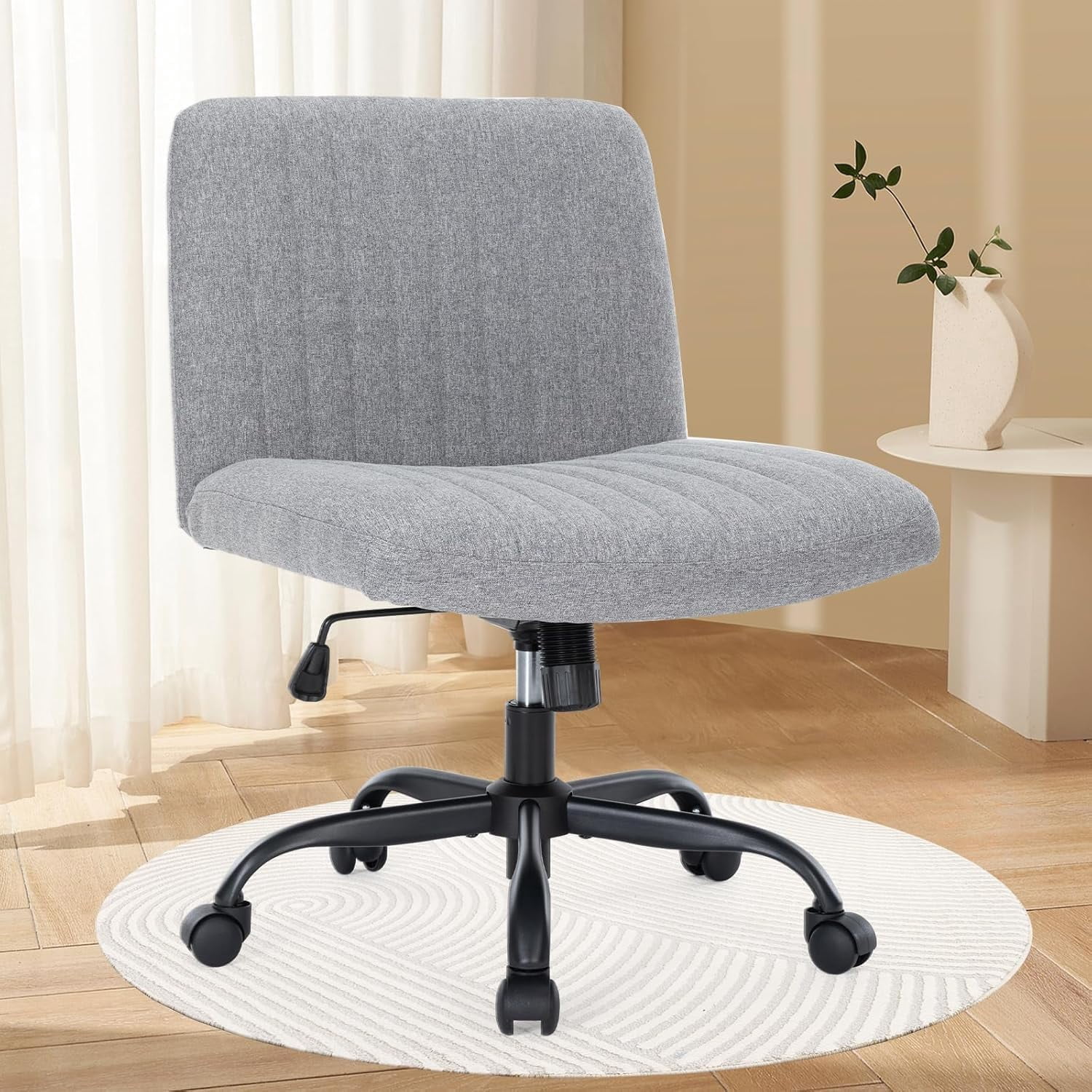 Cross Chair Legged Office Wide Comfy Desk Seat with Wheels Armless ...