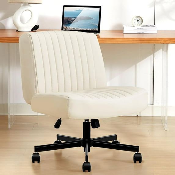 Cross Chair with Wheels,Thick Padded Fabric Cross Legged Office Desk ...