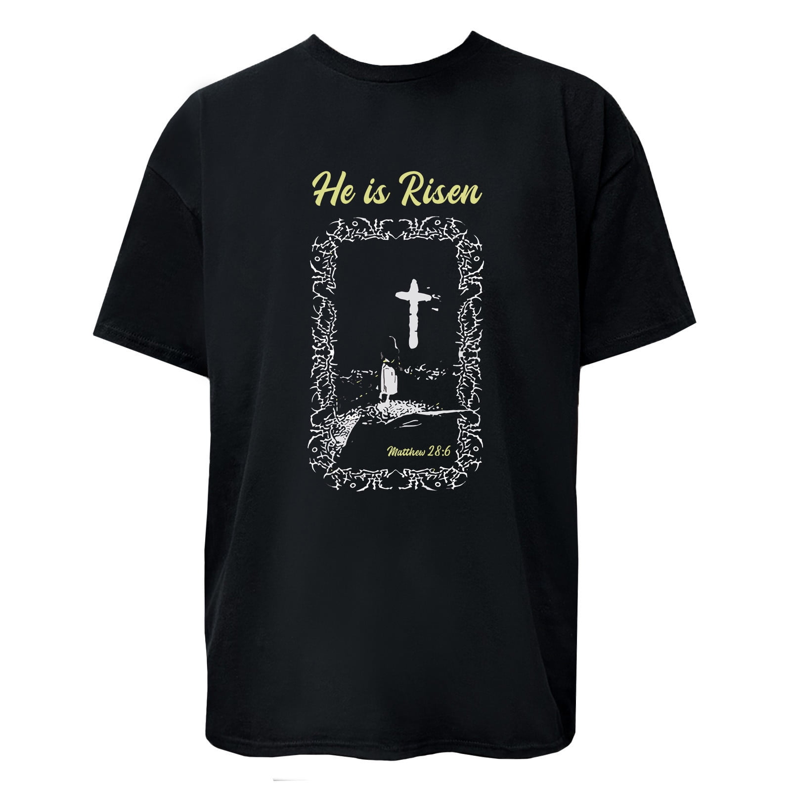 Cross Christian Jesus Matthew 28:6 Christ Unisex T-Shirt Easter Tee He ...