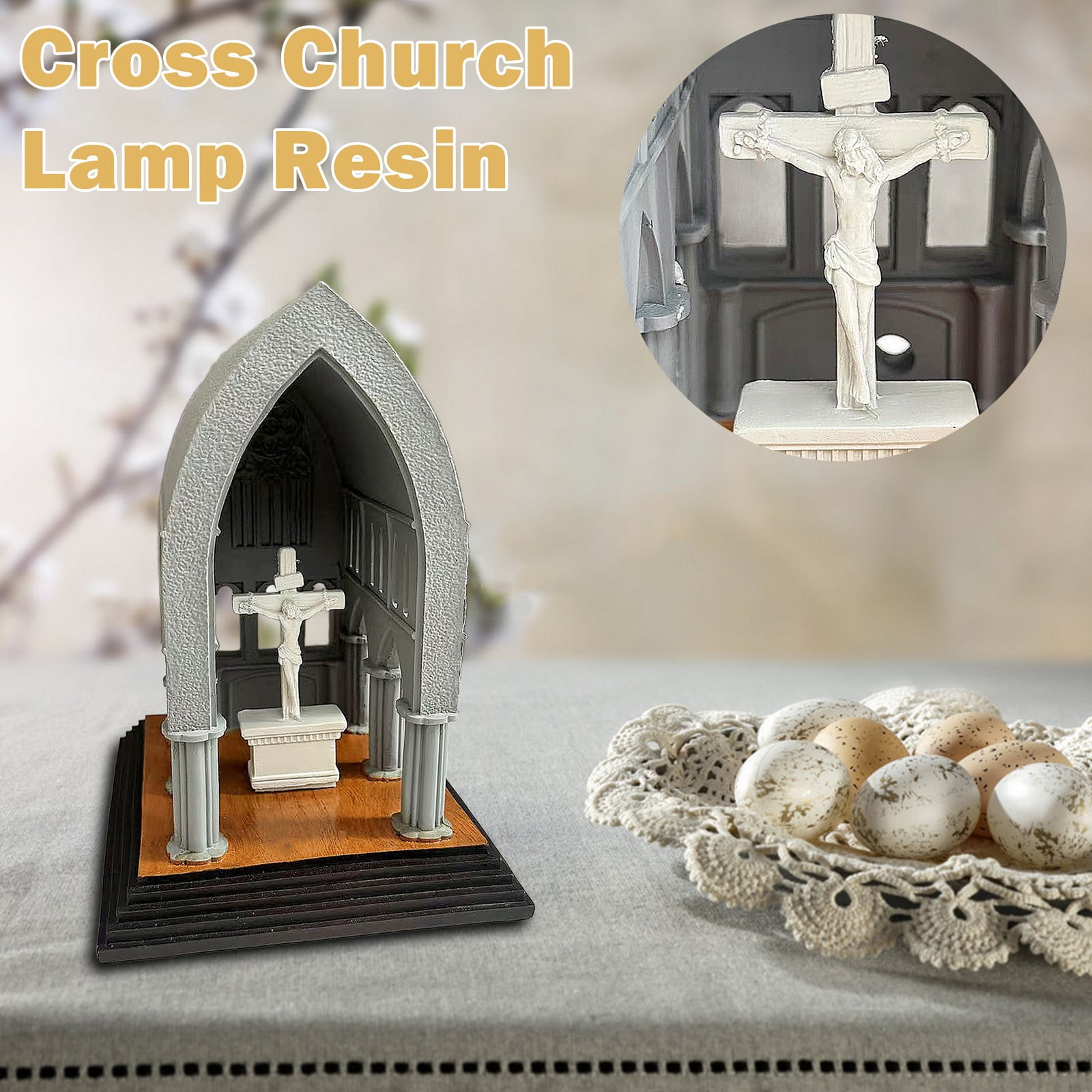 Cross Church Craft Model Religious Figurine Resin Decoration for Easter ...
