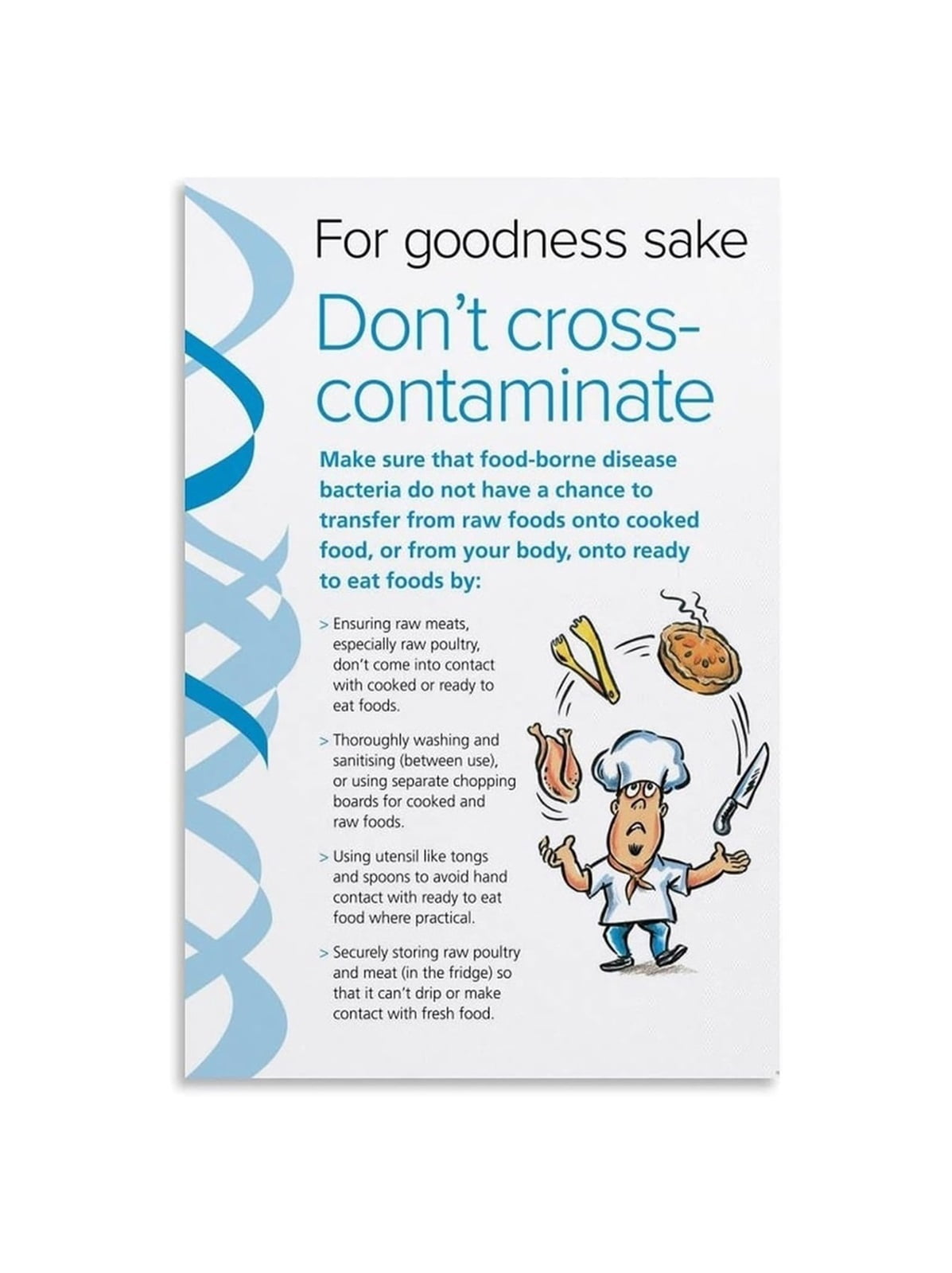 Cross Contamination Prevention Chart Poster Food Safety Guide Canvas ...