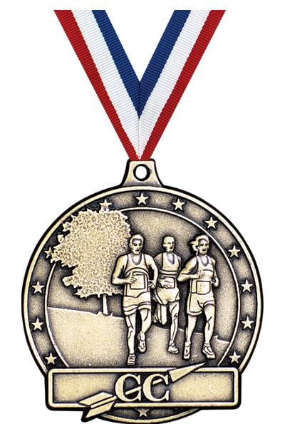 Cross Country Medals, 2" Gold Diecast Cross Country Medal Award 1 Pack ...