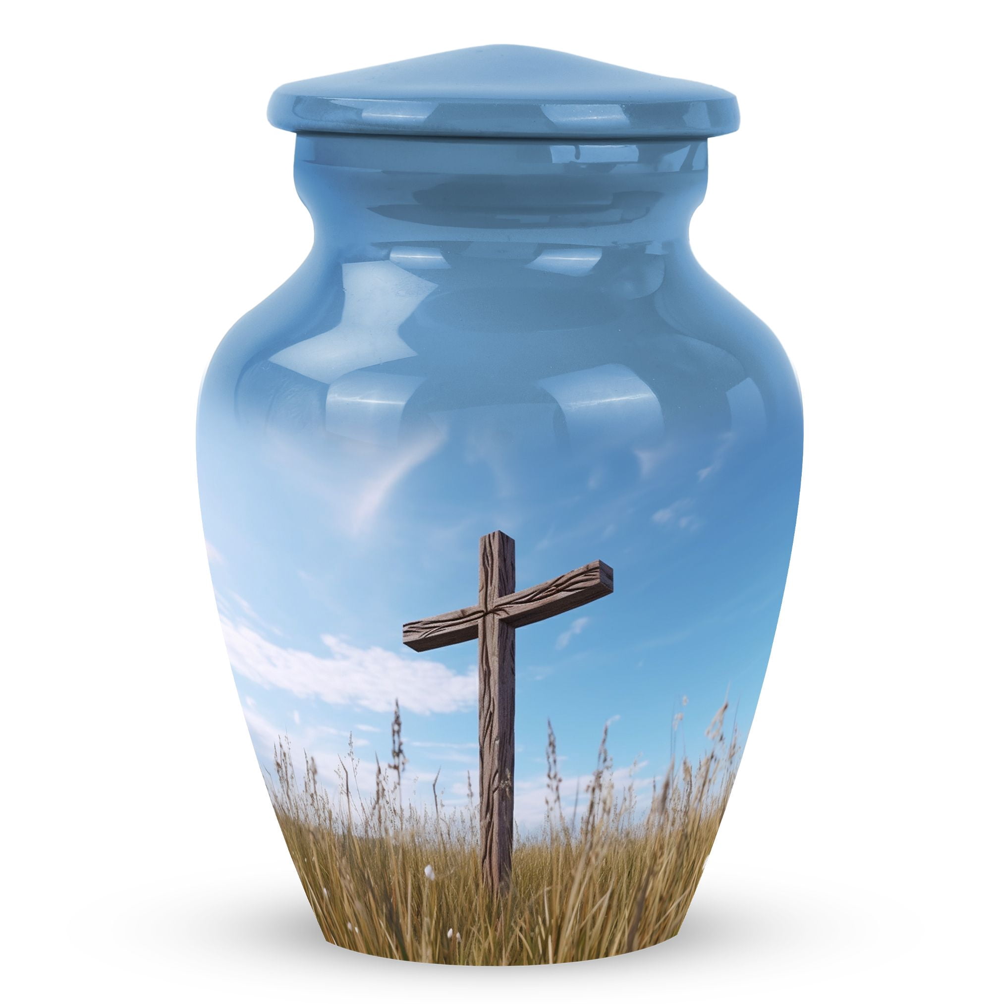Cross Cremation Urn For Human Ashes Blue Sky - Funeral Urn For Ashes ...