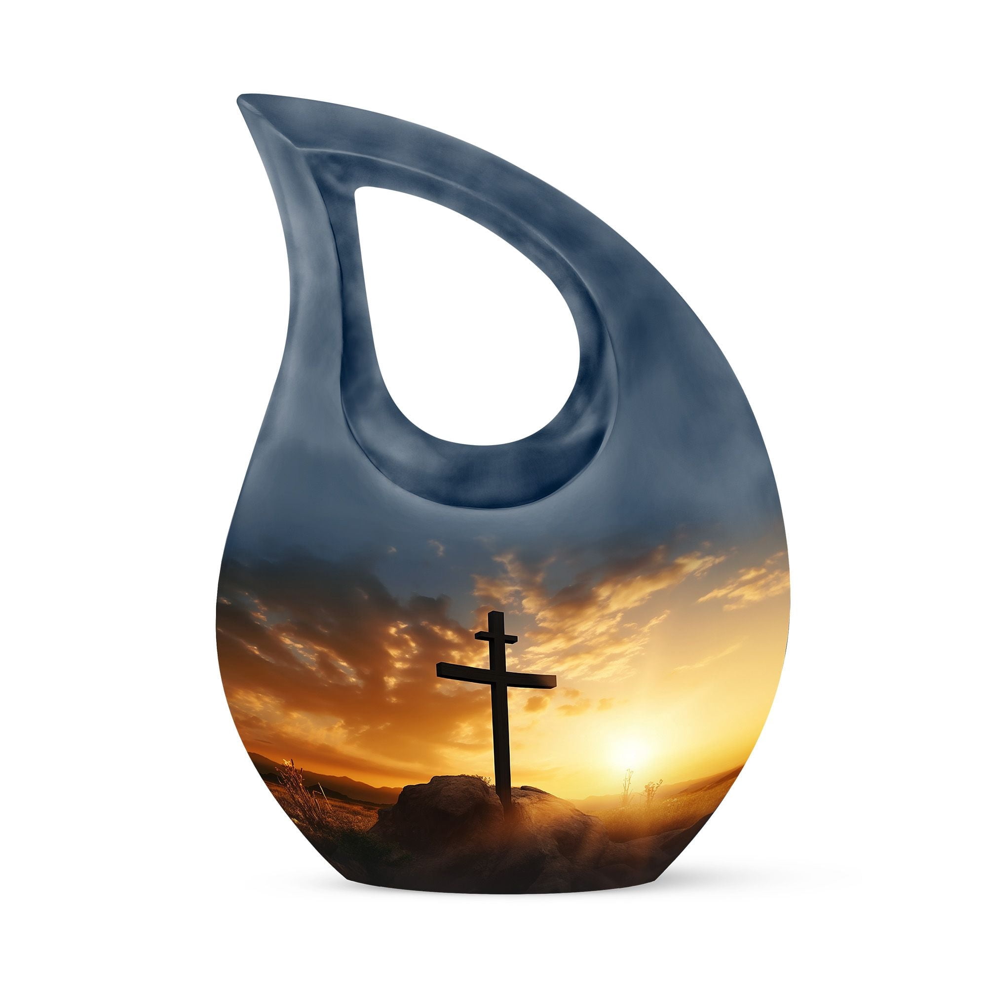 Cross Cremation Urn for Human Ashes Blue Sky - Funeral Urn for Ashes ...