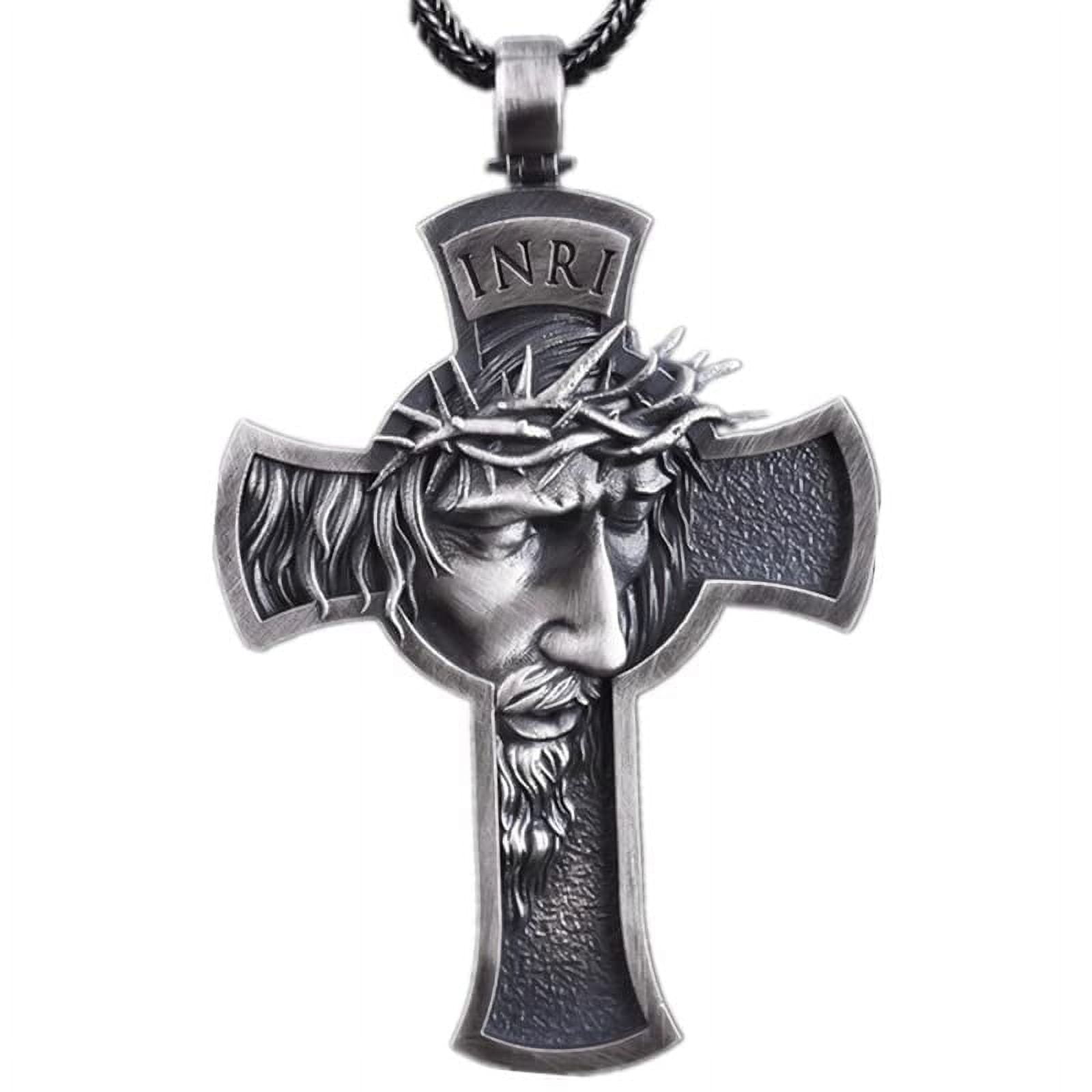 INRI Cross Pendant, Stainless Steel Christian Catholic Necklace, 22 ...