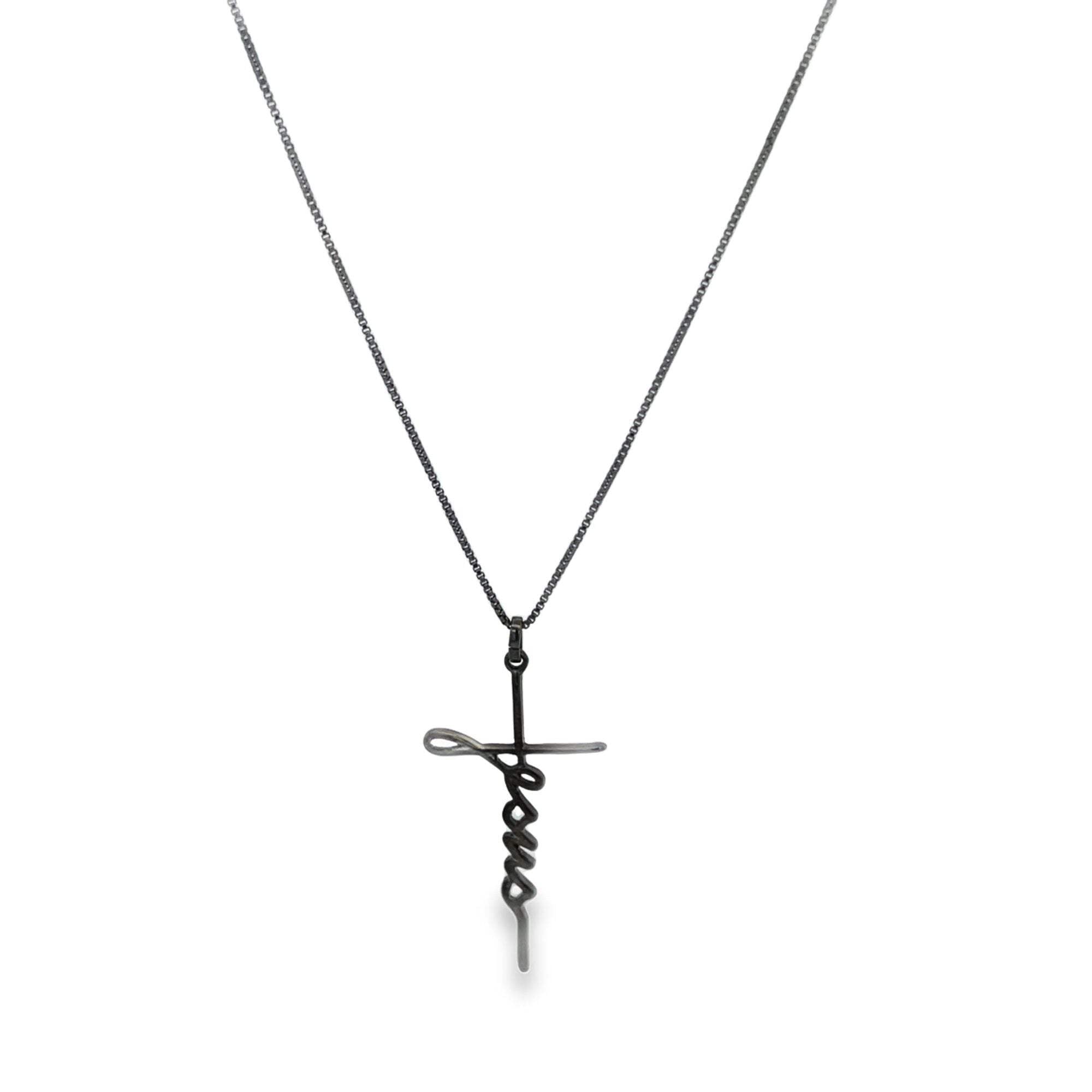 Cross Cursive Jesus Necklace (G99) - Walmart.com