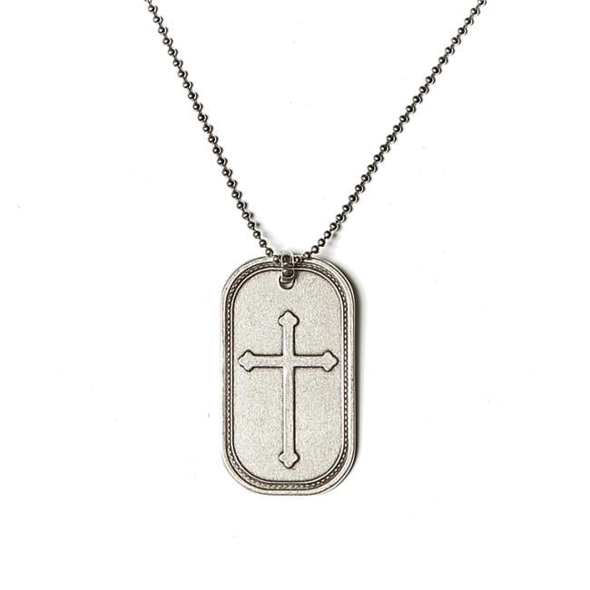Cross Dog Tag with 24 in. Chain-Stainless Necklace - Walmart.com