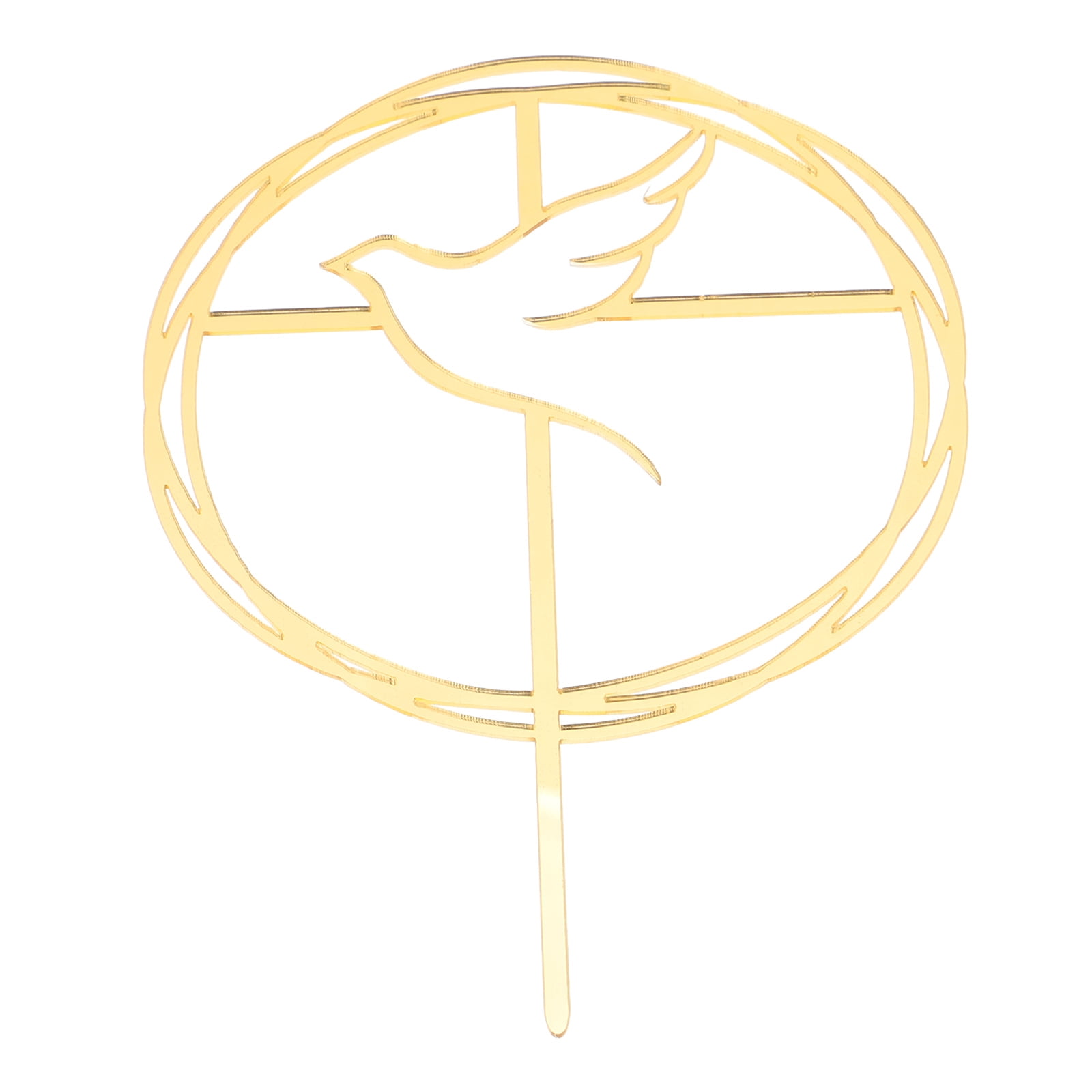 Golden Plastic Cross Dove Cake Topper for Decoration Elegant Christian ...