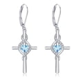 Cross Earrings for Women 925 Sterling Silver Cross Birthstone Dangle Earrings Infinity Cross ...