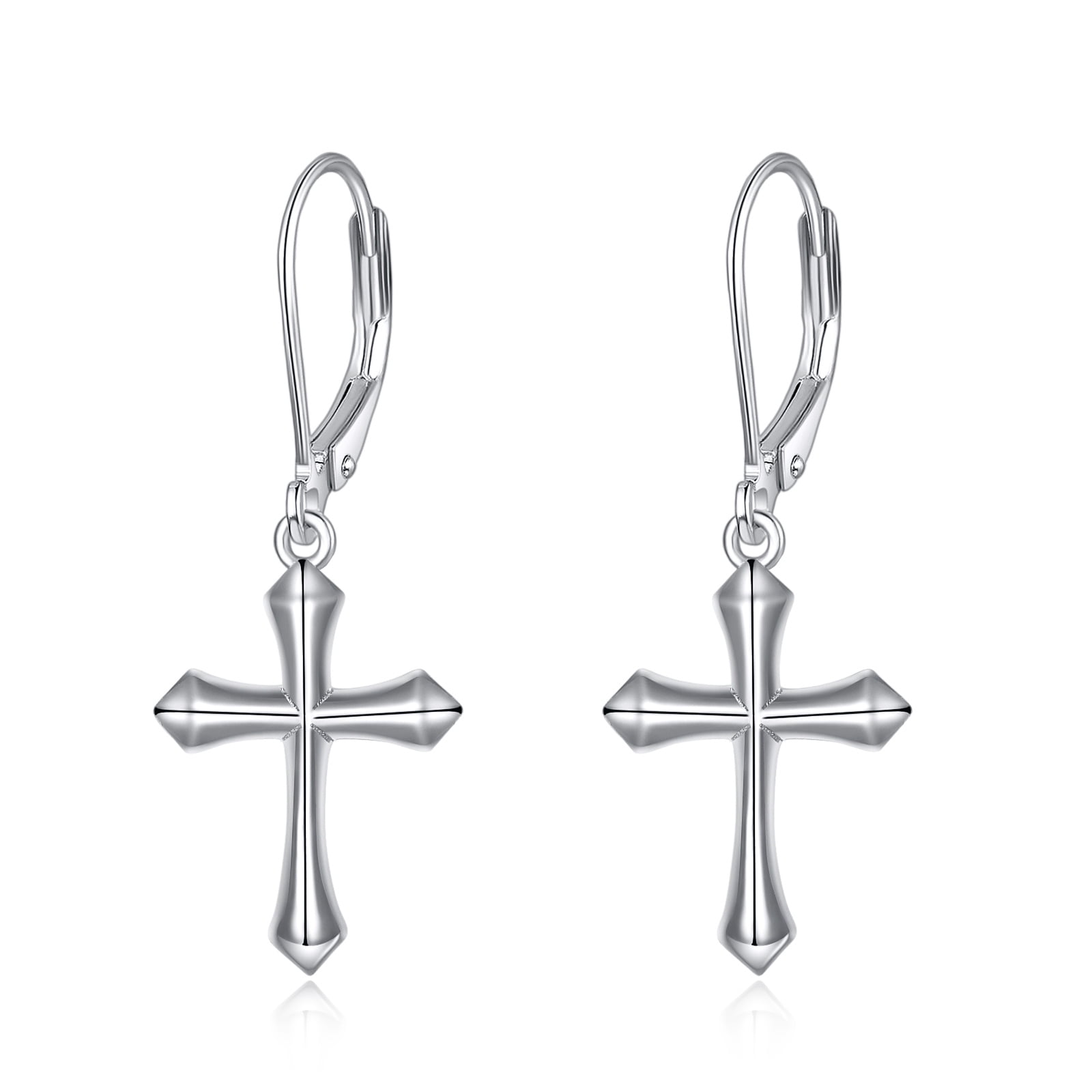 Cross Earrings for Women Sterling Silver Cross Leverback Dangle Drop ...