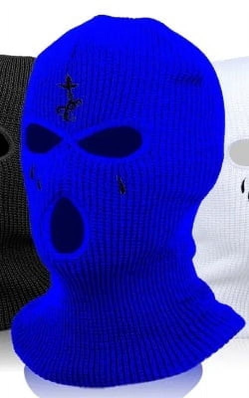 Cross Embroidery Ski Mask Winter Balaclava Hat 3-Hole Knitted FullFace ...