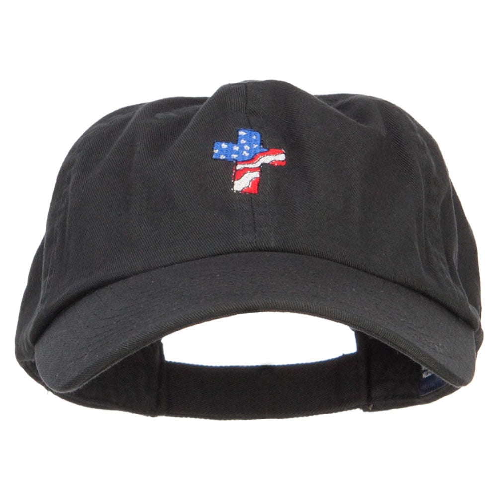 Cross Flag Embroidered Low Profile Dyed Cap - Black OSFM - Walmart.com