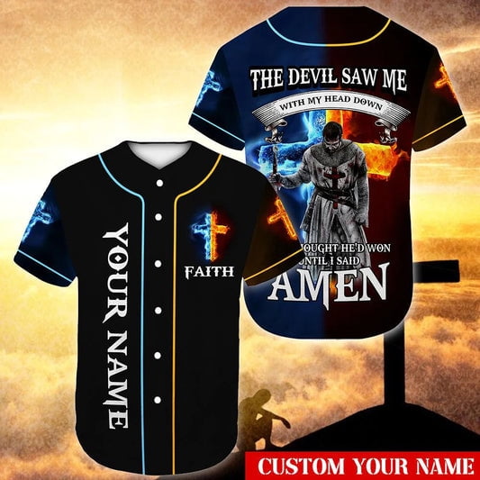 Cross Flame Baseball Jersey - Amen Custom Printed 3D Baseball Jersey ...
