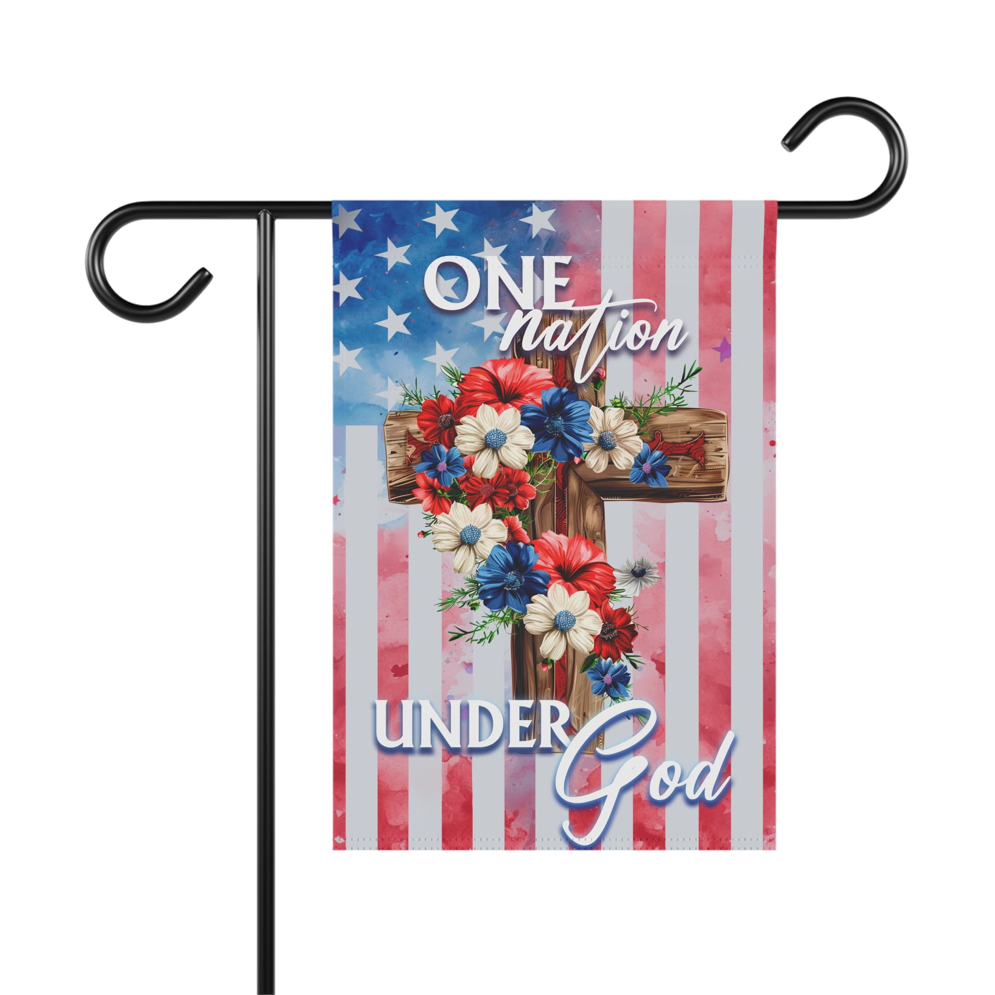Cross Flower One Nation under God Religious Flag, Faith Cross ID-0611 ...