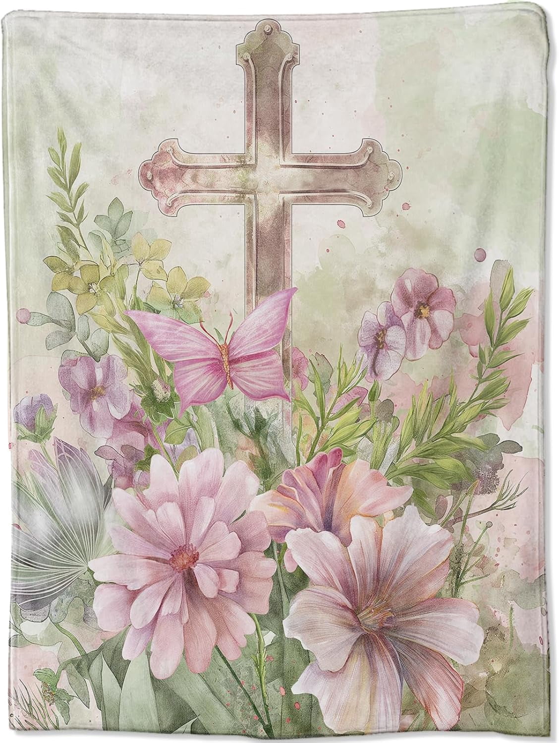 Cross Flowers Throw Blanket, Beautiful Nature Floral Butterfly Blankets ...