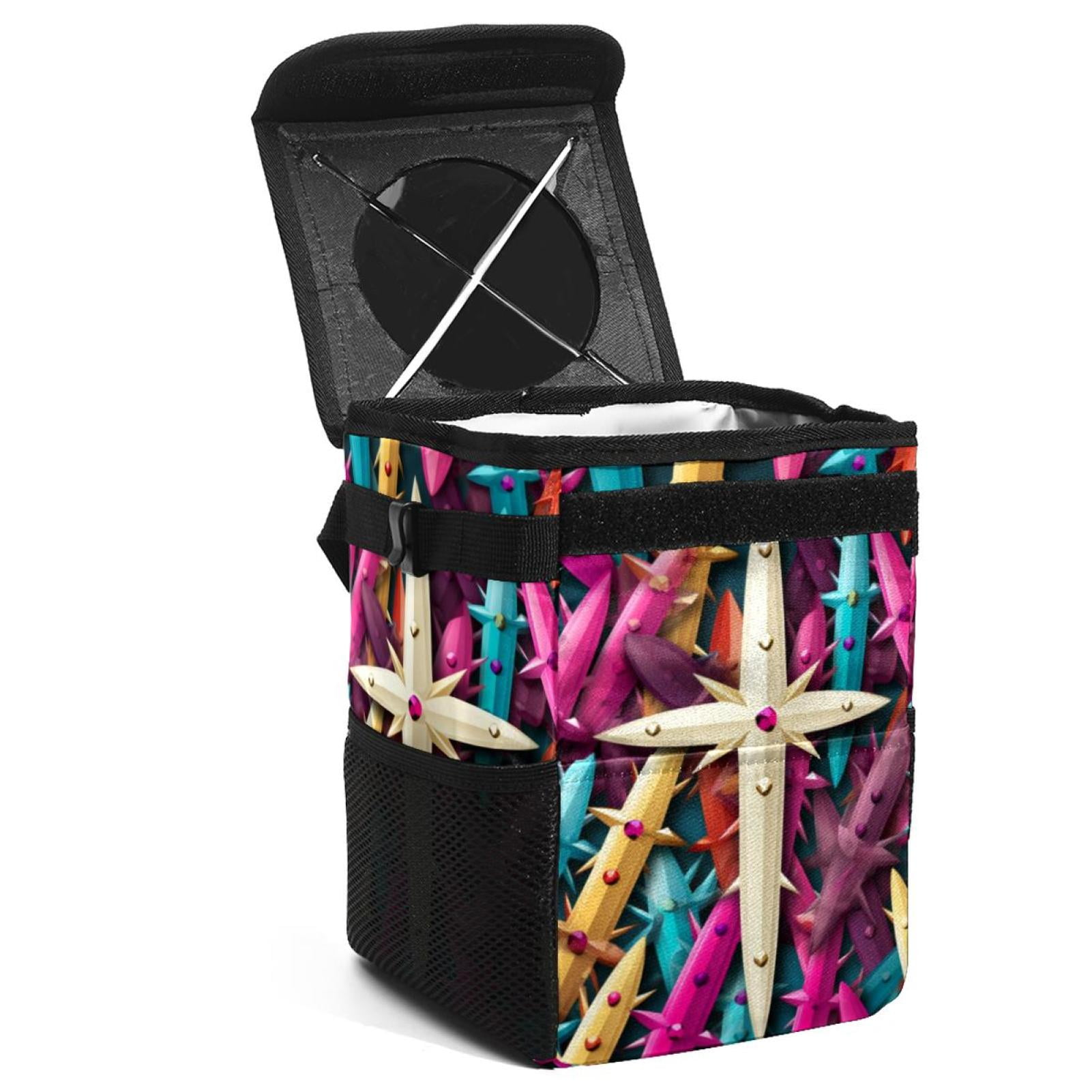 Cross Foldable Car Garbage Can with Lid, Leak-Proof, and Hanging ...