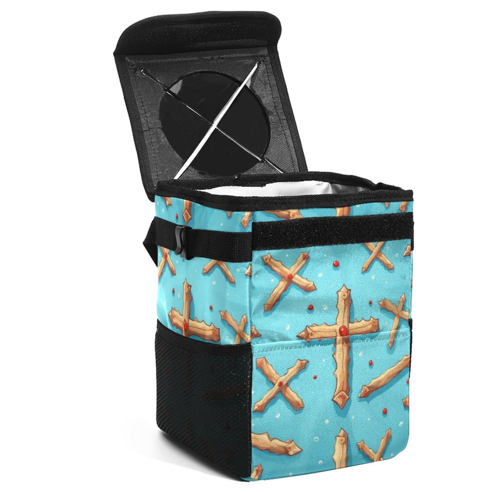 Cross Foldable Car Trash Bin with Lid, Leak-Proof Hanging Storage Bag ...